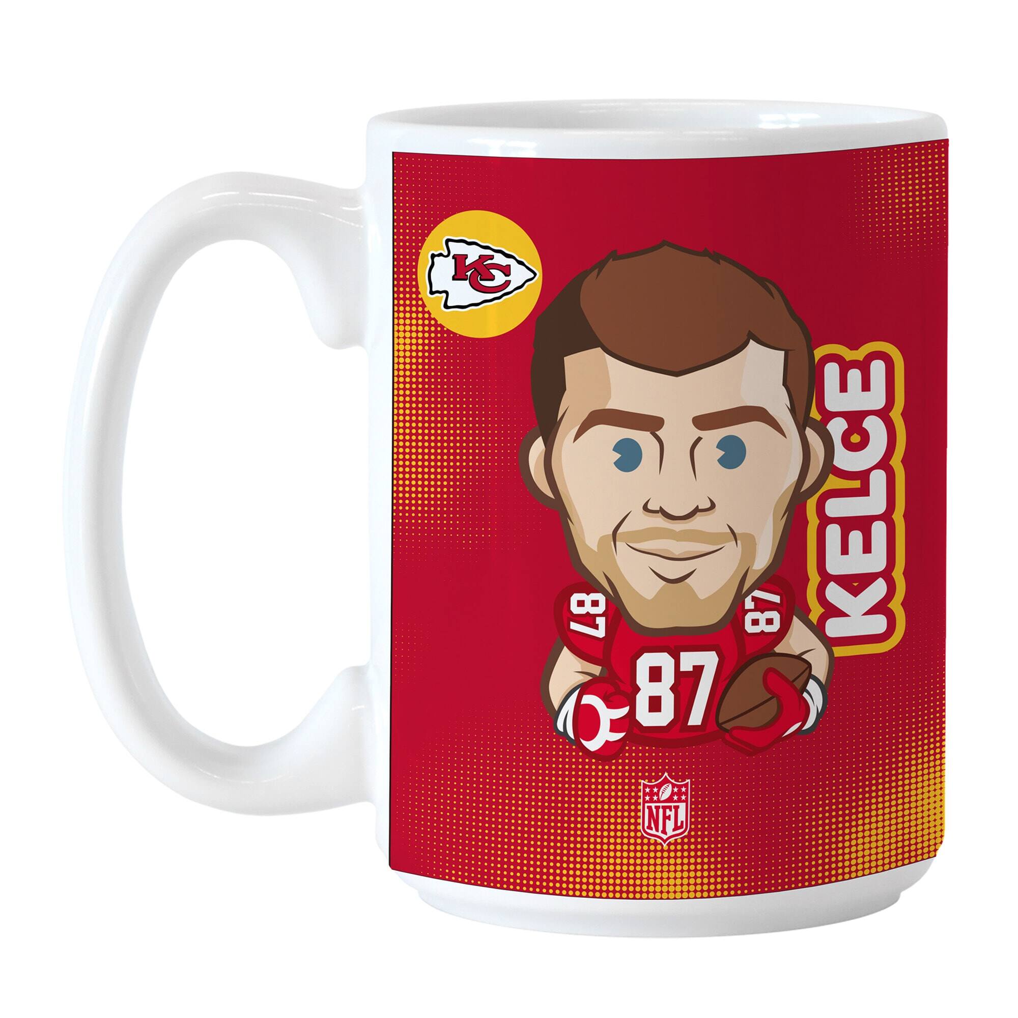 Logo Brands Travis Kelce Kansas City Chiefs 15oz. Player Caricature Mug ...