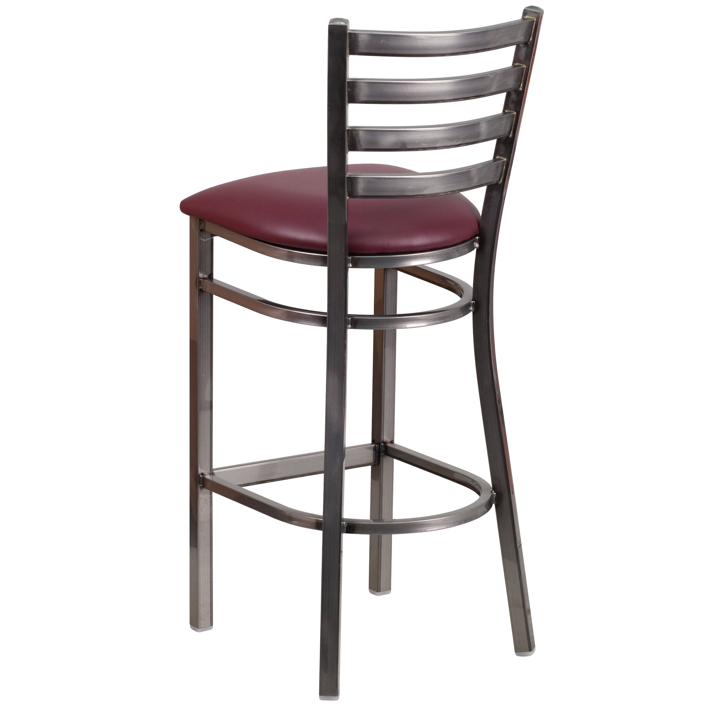 Emma + Oliver 2 Pack Clear Coated Ladder Back Metal Restaurant Barstool ...