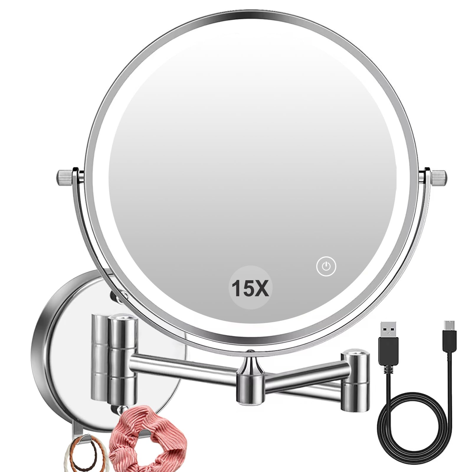 Pacoar Cade Wall mounted Mirror */* Magnifying color Touch dim Light ...
