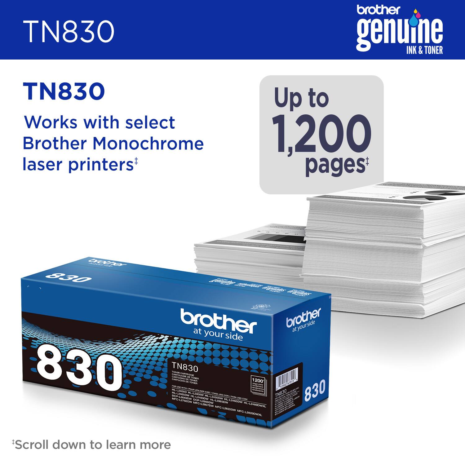 Brother TN830 Standard Yield Toner Cartridge Black TN-830 - Best Buy