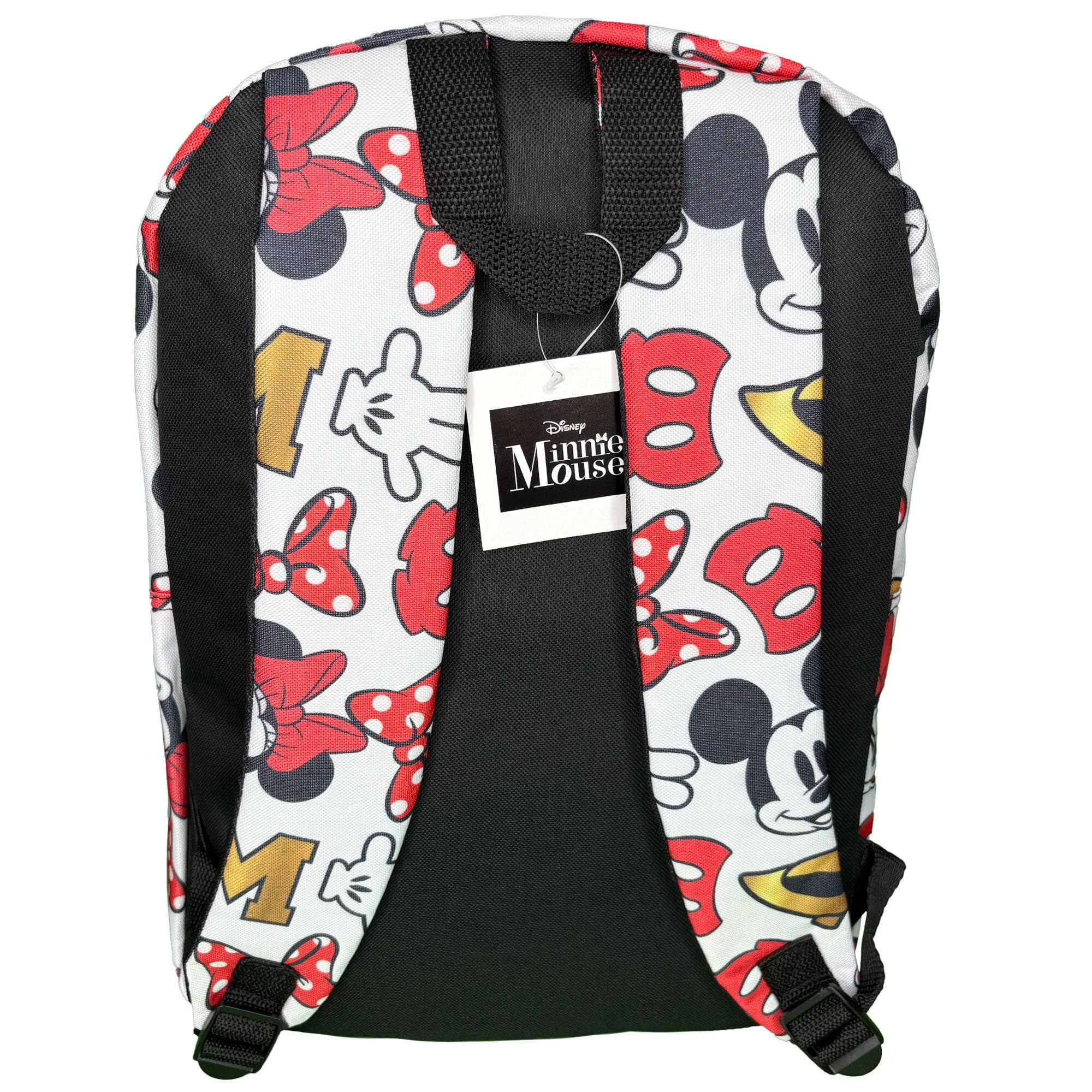 Disney Mickey Minnie Mouse All Over Print 16" Backpack w/ Front Pocket ...