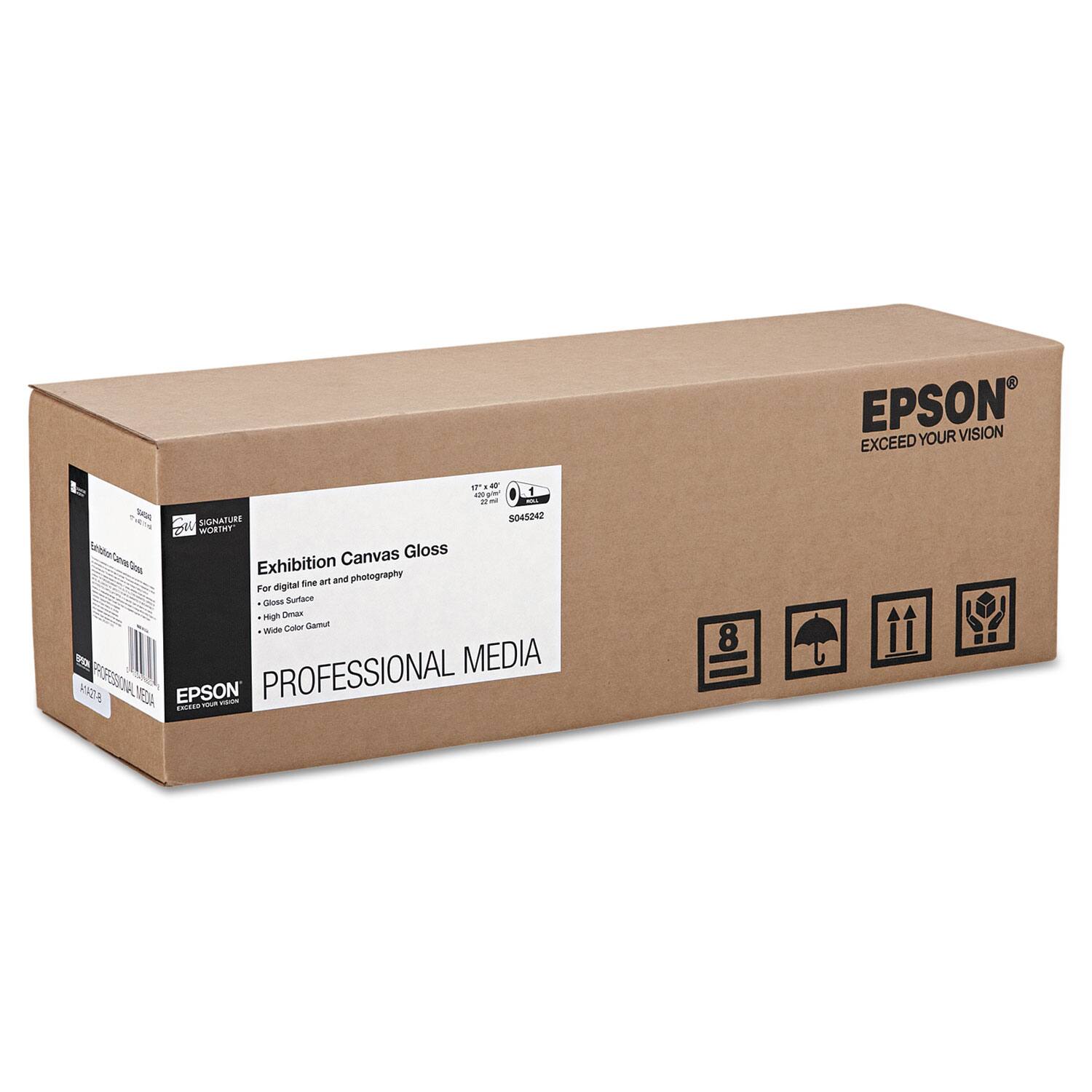 Epson Exhibition Canvas Archival Inkjet Paper 17" x 40 ft Glossy White ...