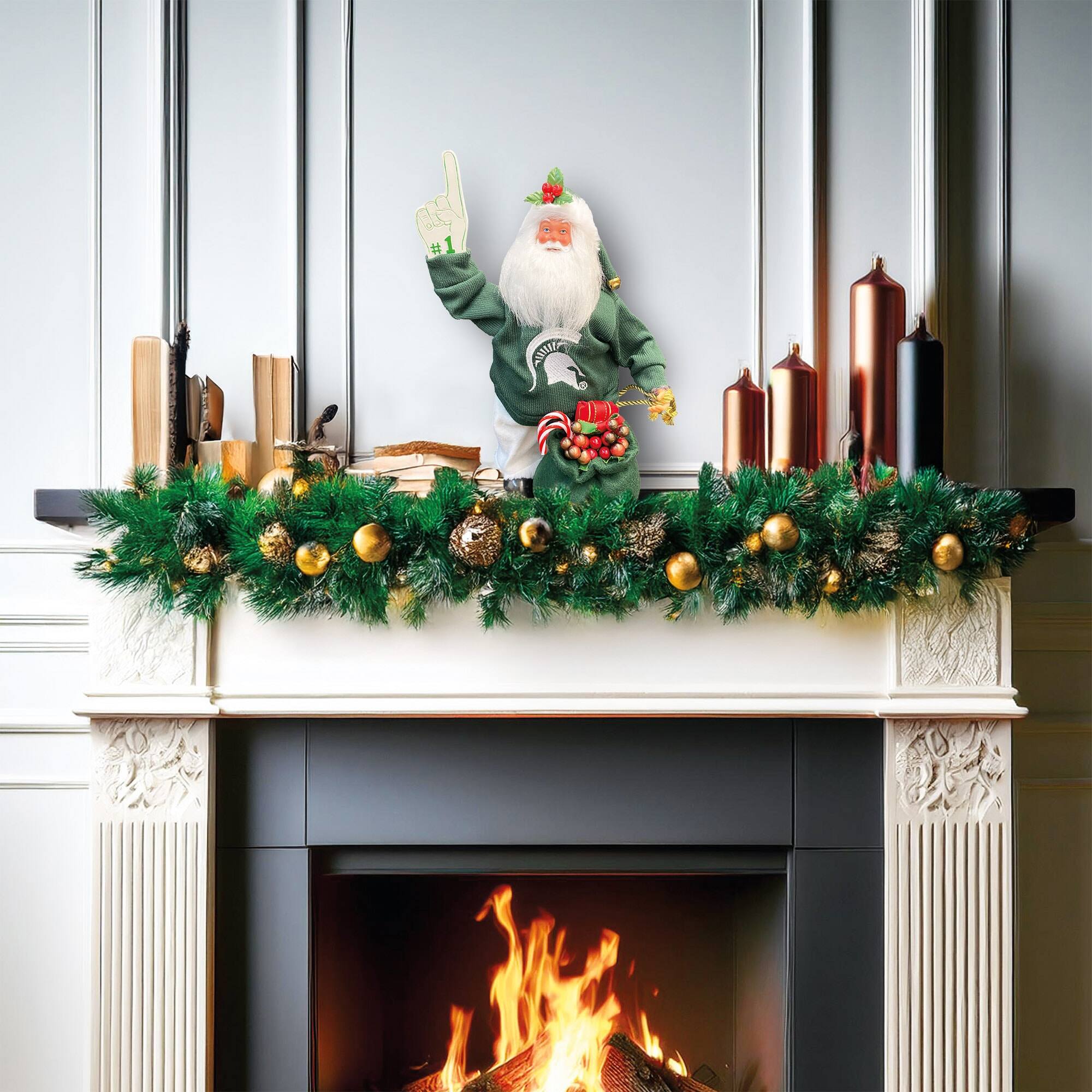 Santa's Workshop Michigan State Spartans 12" Animated Musical Santa ...