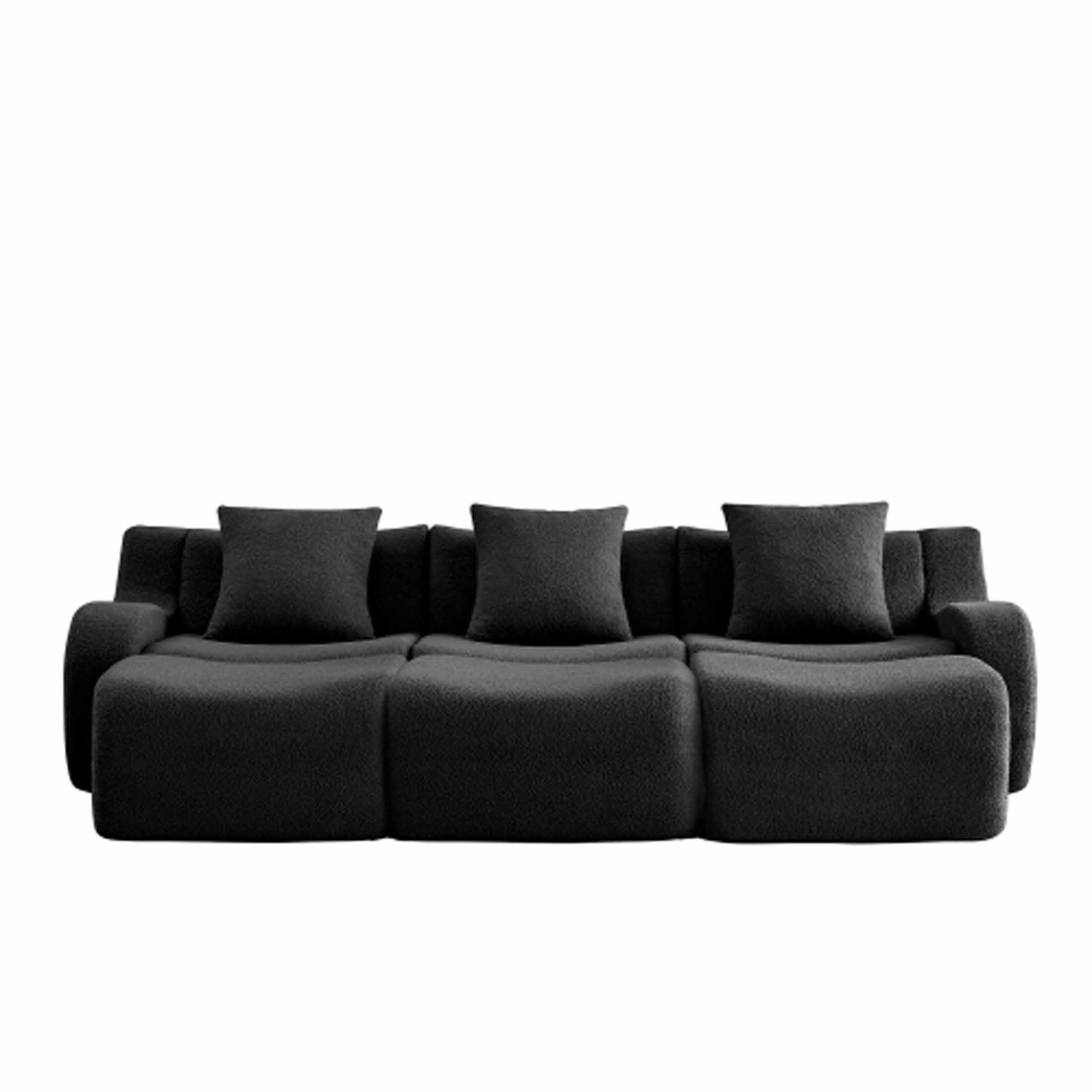 Aukfa Modular Teddy Fabric Sofa 3 Seat Sectional with 3 Ottomans, Soft ...