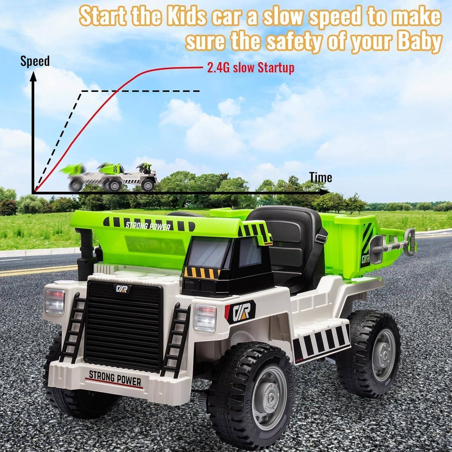Acekool 12V Ride On Dump Truck with Remote Control, Adjustable Dump Bed ...