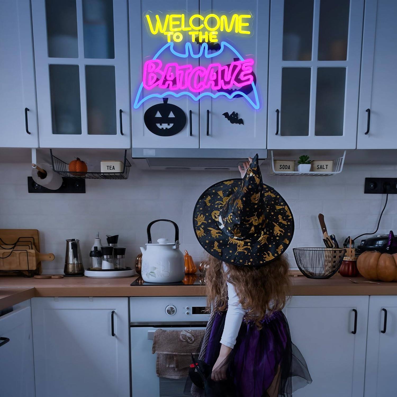 Auledio Bat Cave Neon Sign Wall Decor, Halloween Deocr, Room, Funny ...