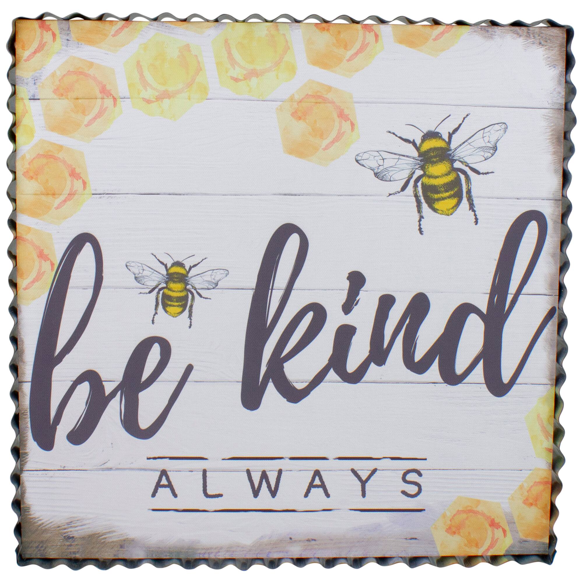 Northlight Metal Framed "Be Kind Always" Bumble Bee Decorative Canvas ...