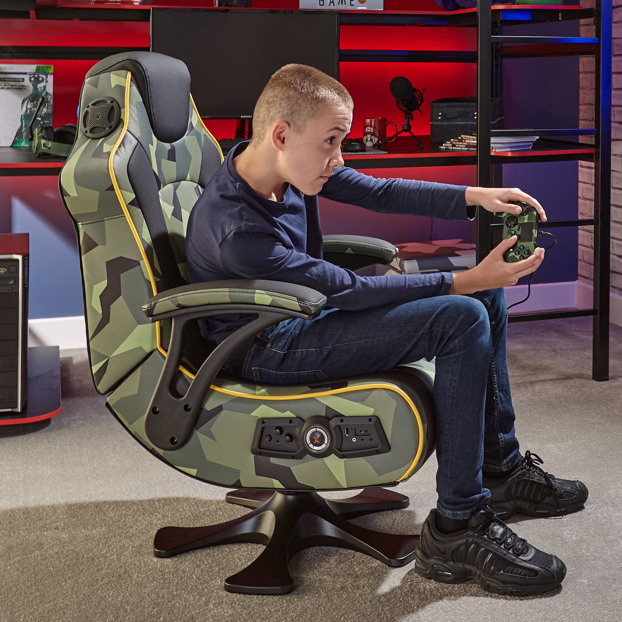 Best Buy: X Rocker Ambush 2.1 Dual Pedestal Gaming Chair Camo 5145701