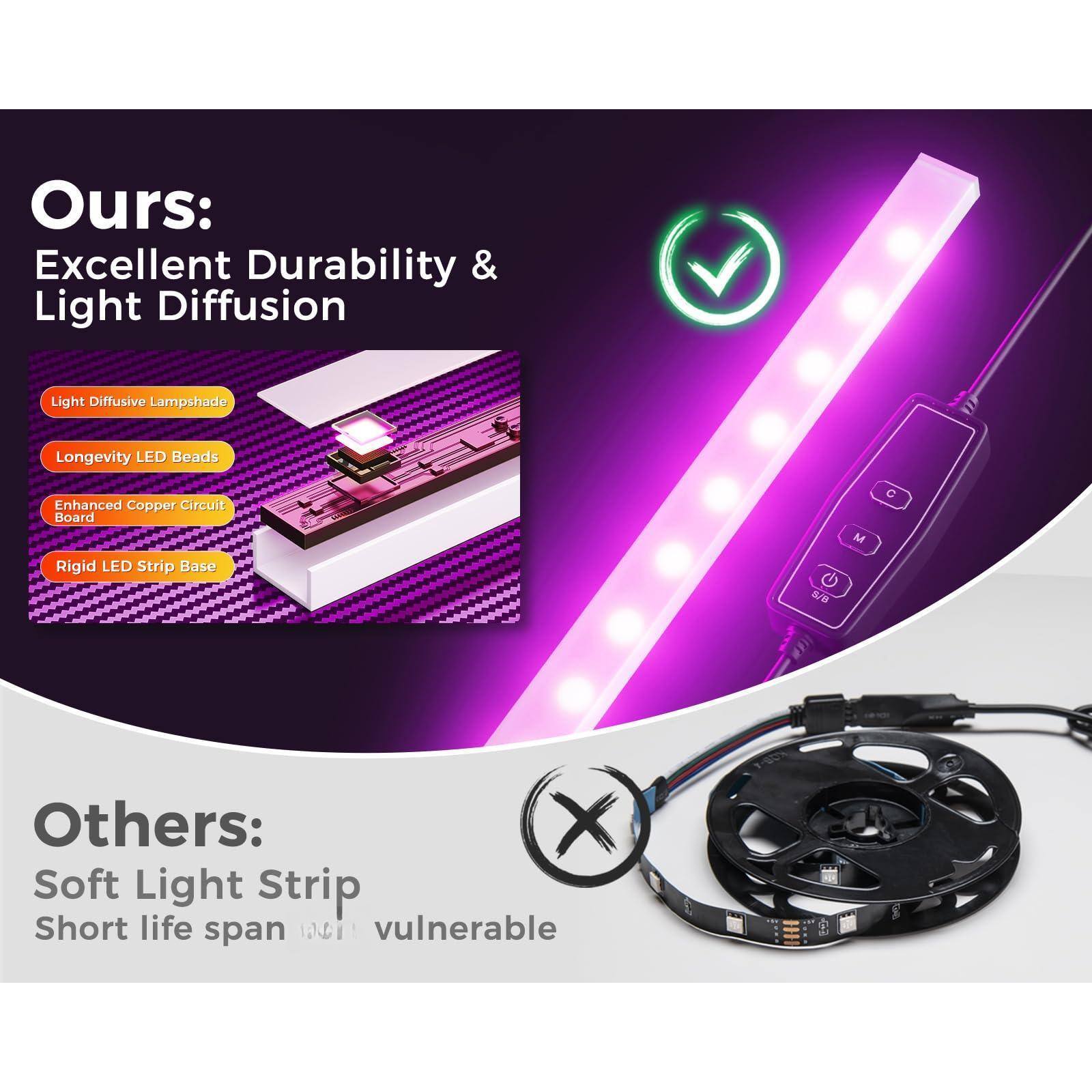 Hirose Alice L Shaped Desk Gaming With Led Light & Power Outlet ...