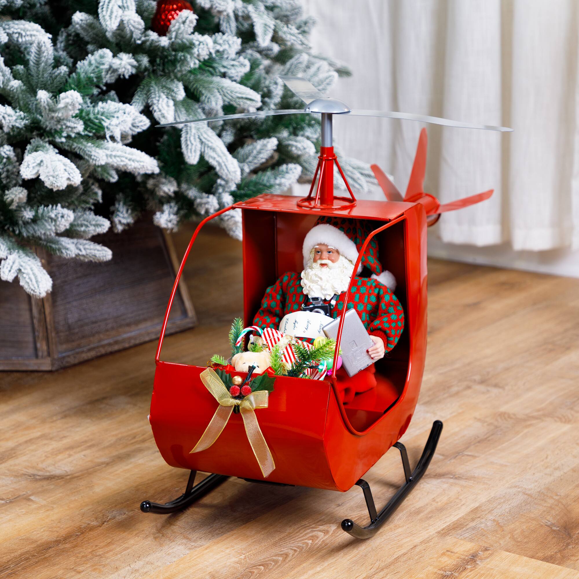 Northlight Lighted and Musical Santa Claus Helicopter Christmas ...