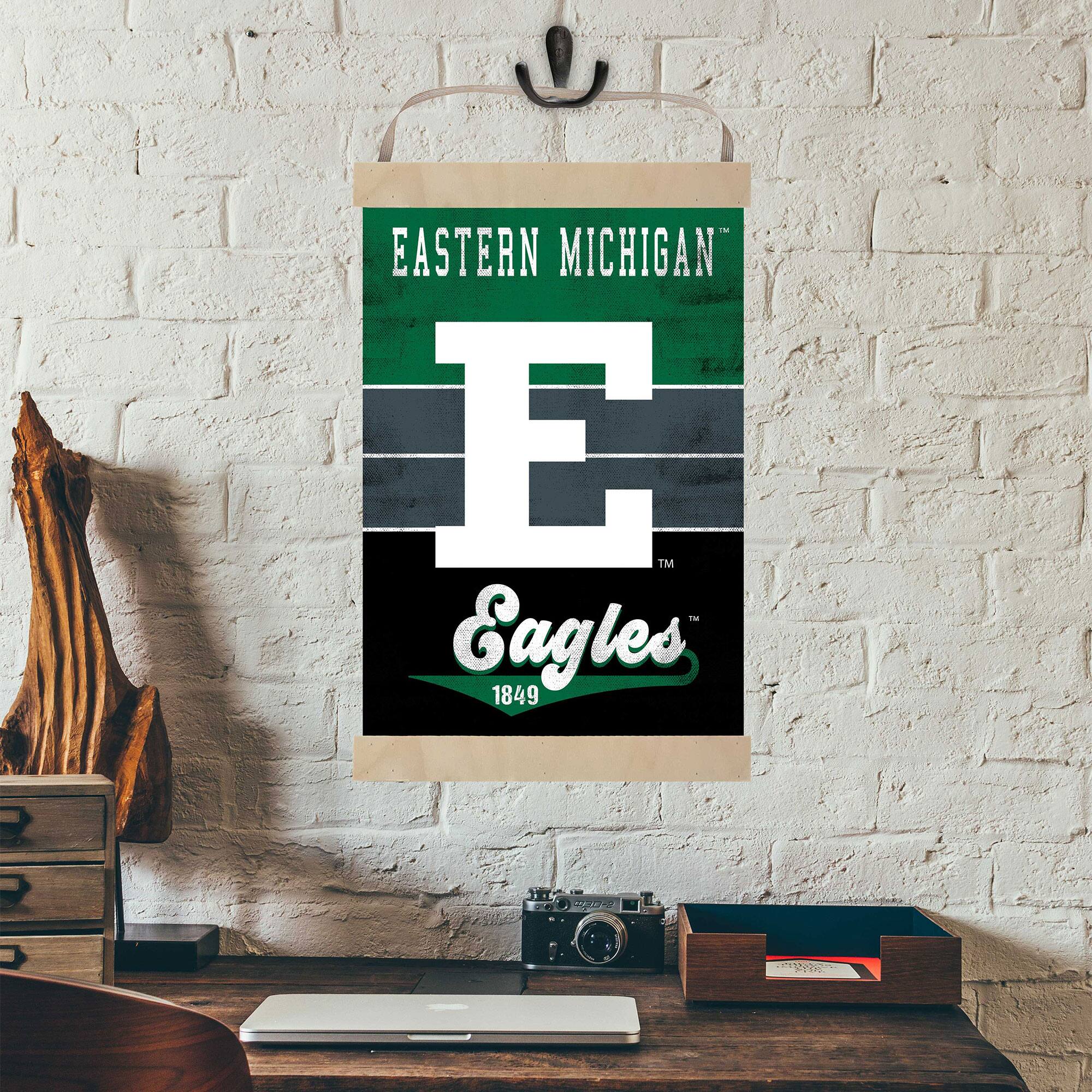 Jardine Eastern Michigan Eagles Reversible Retro Logo Banner Sign Green ...