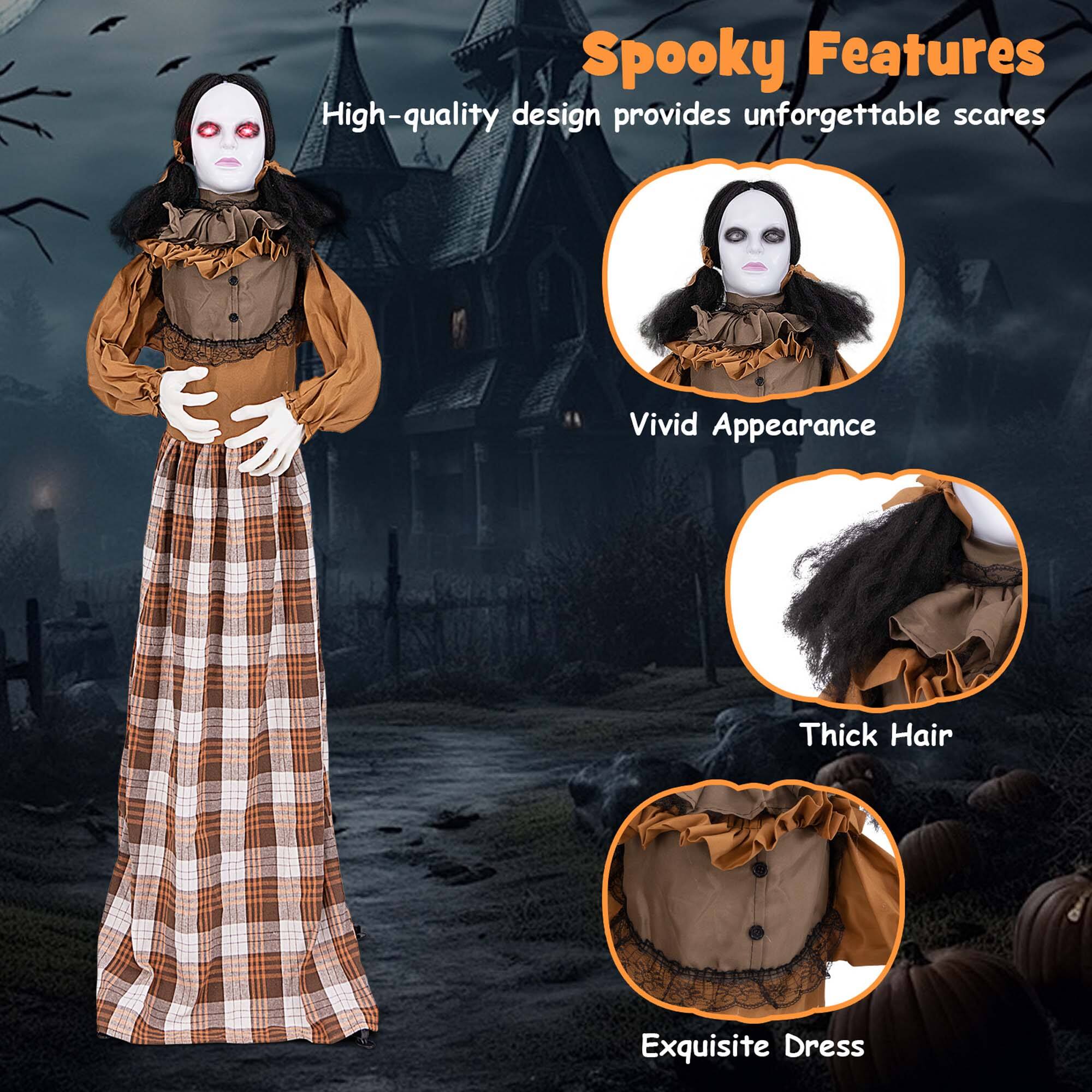 Costway Halloween Animatronics with Red Light Up Eyes Motion & Sound ...