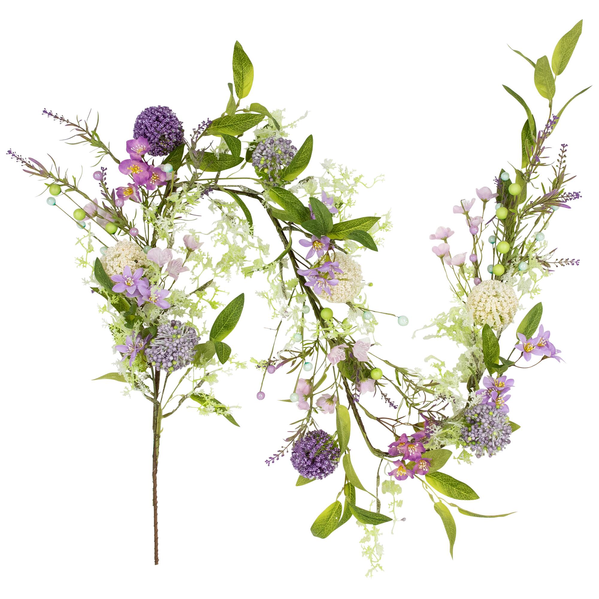 Northlight Wildflower and Berry Spring Garland 5' Purple 35745084 ...