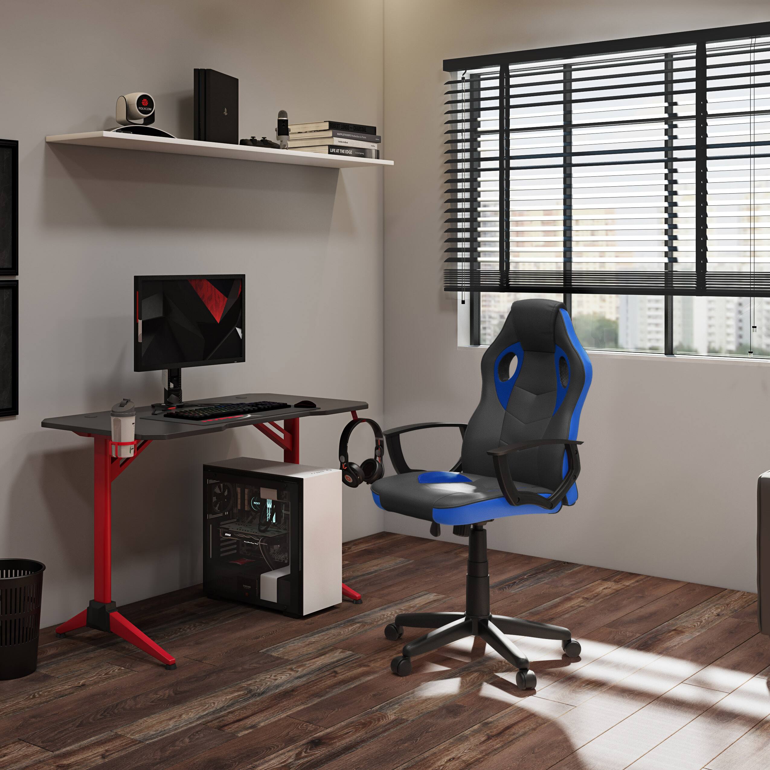 Customer Reviews: CorLiving Mad Dog Gaming Chair Black and Blue WCH-321 ...