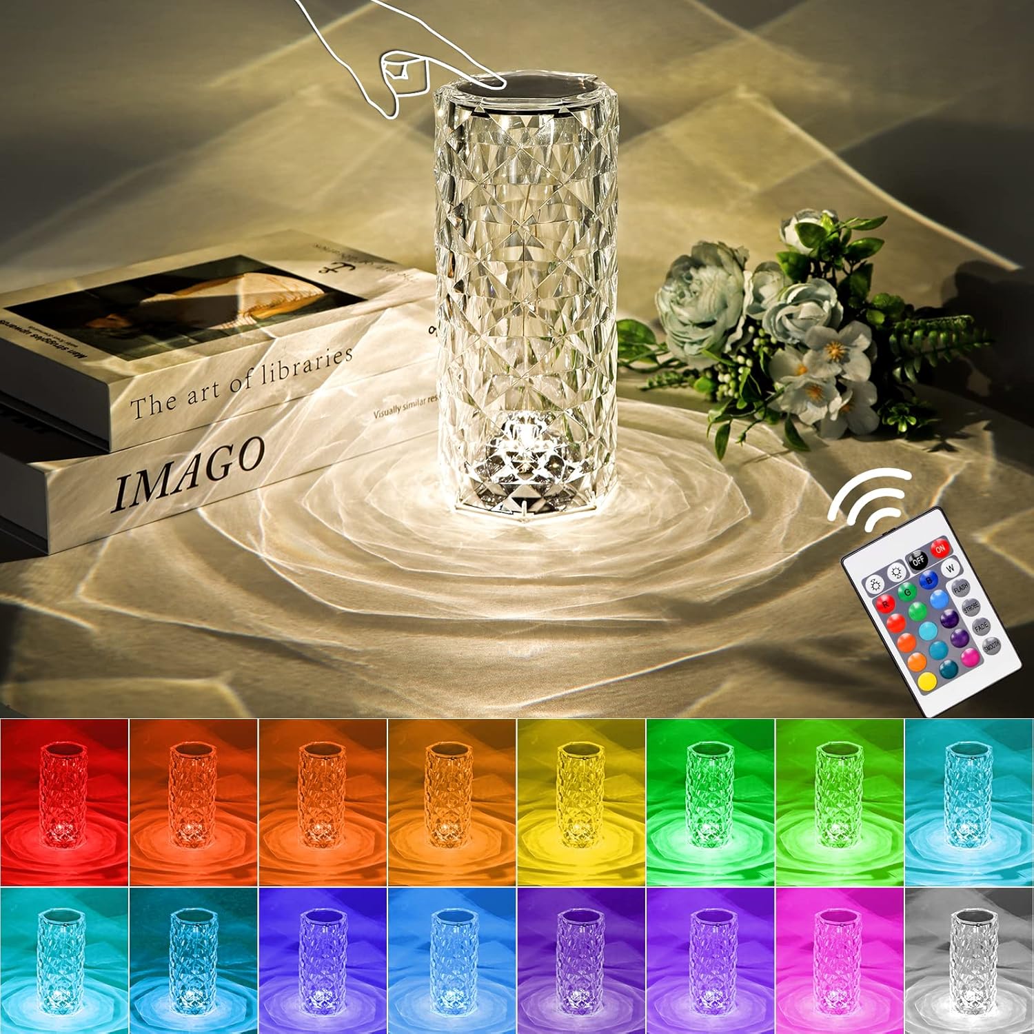 Stamp n Camp - Crystal Lamp Touch Control Table Lamp Crystal Rose Lamp ...