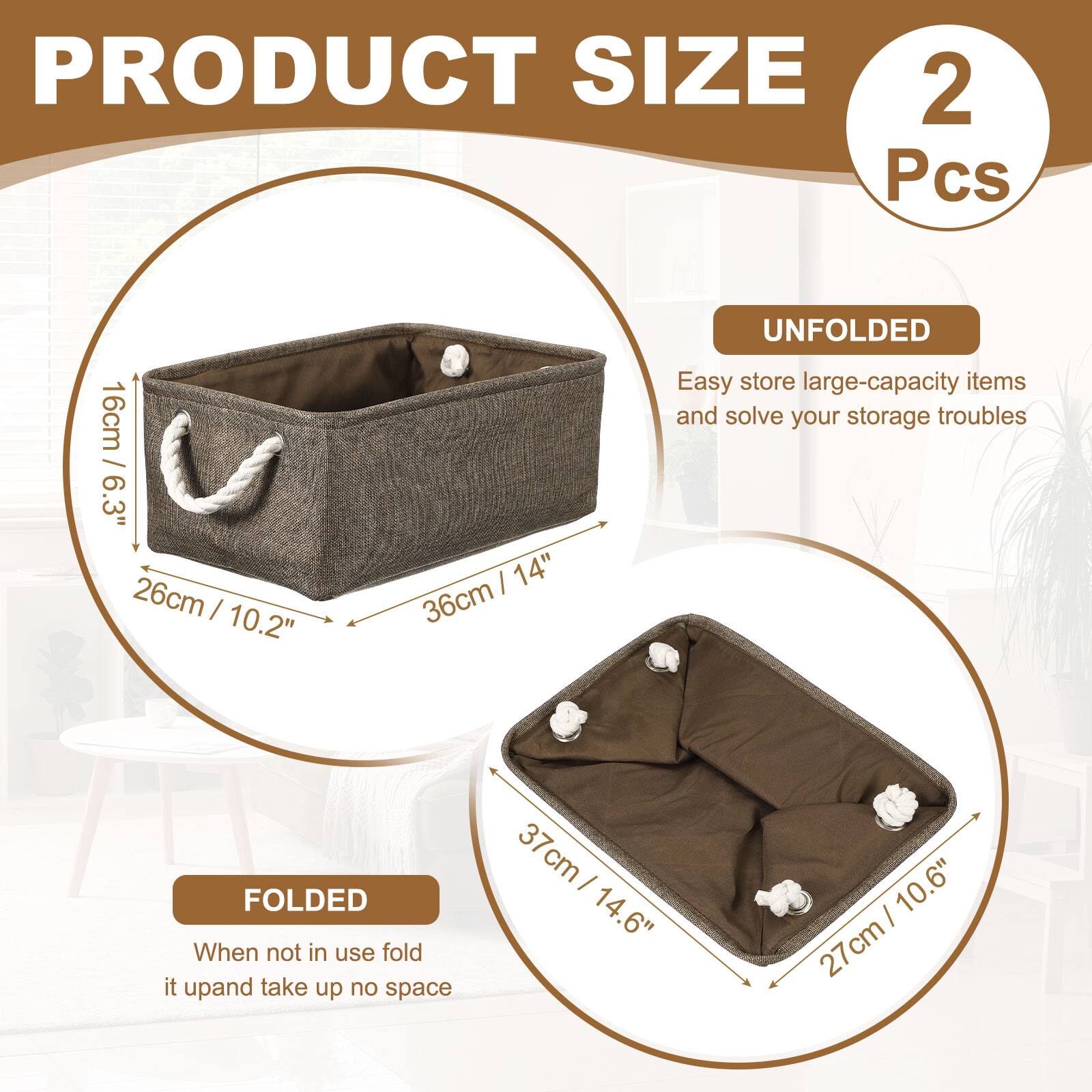 Unique Bargains 2pcs Fabric Storage Bins, 14x10.2x6.3 Inch Foldable ...