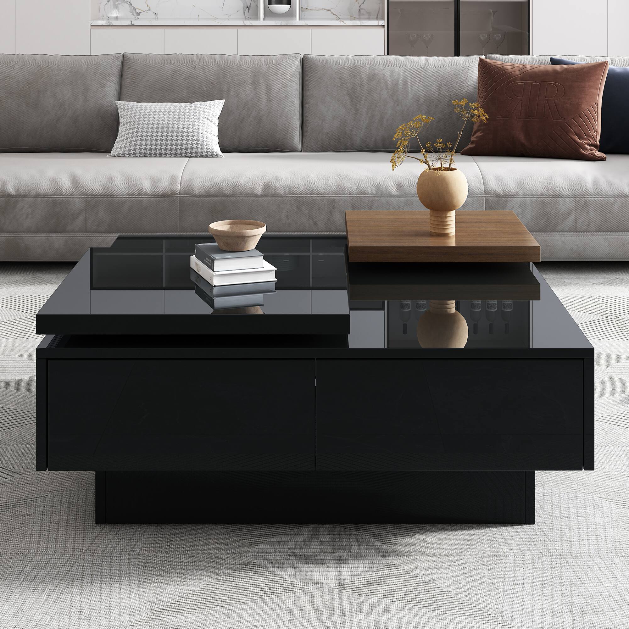 APRILSOUL Modern Plastic Oval Coffee Table Living Room Small Table ...
