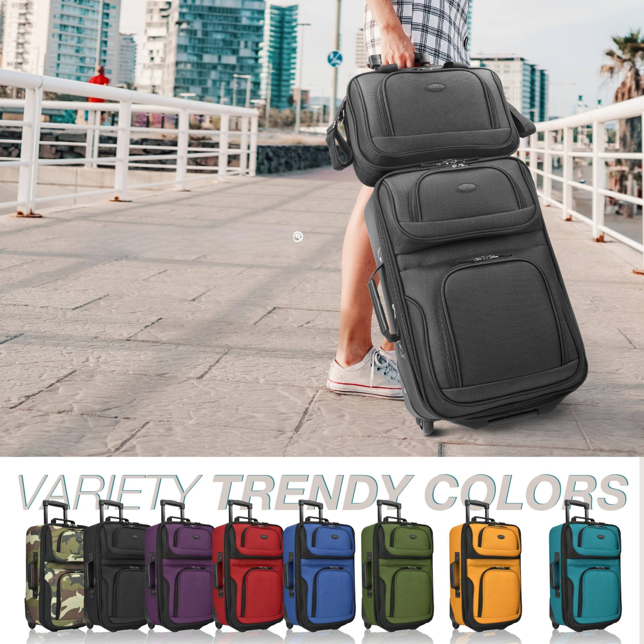 Dapper Styles Rio Fabric Expandable Carry on Luggage Rolling Suitcase ...
