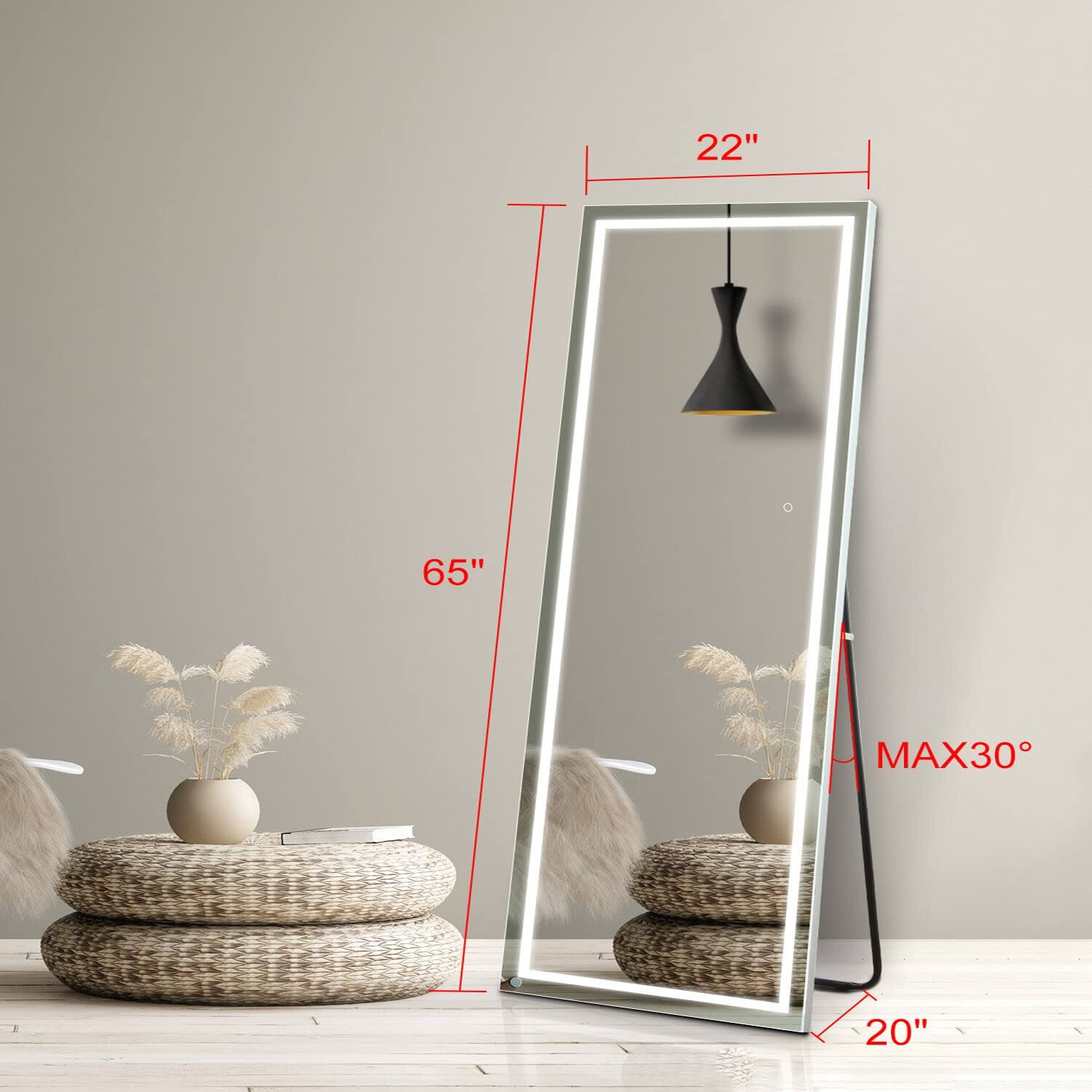 Earthley Blooms 65"x 22" Led Full Length Mirror With Lights Lighted ...