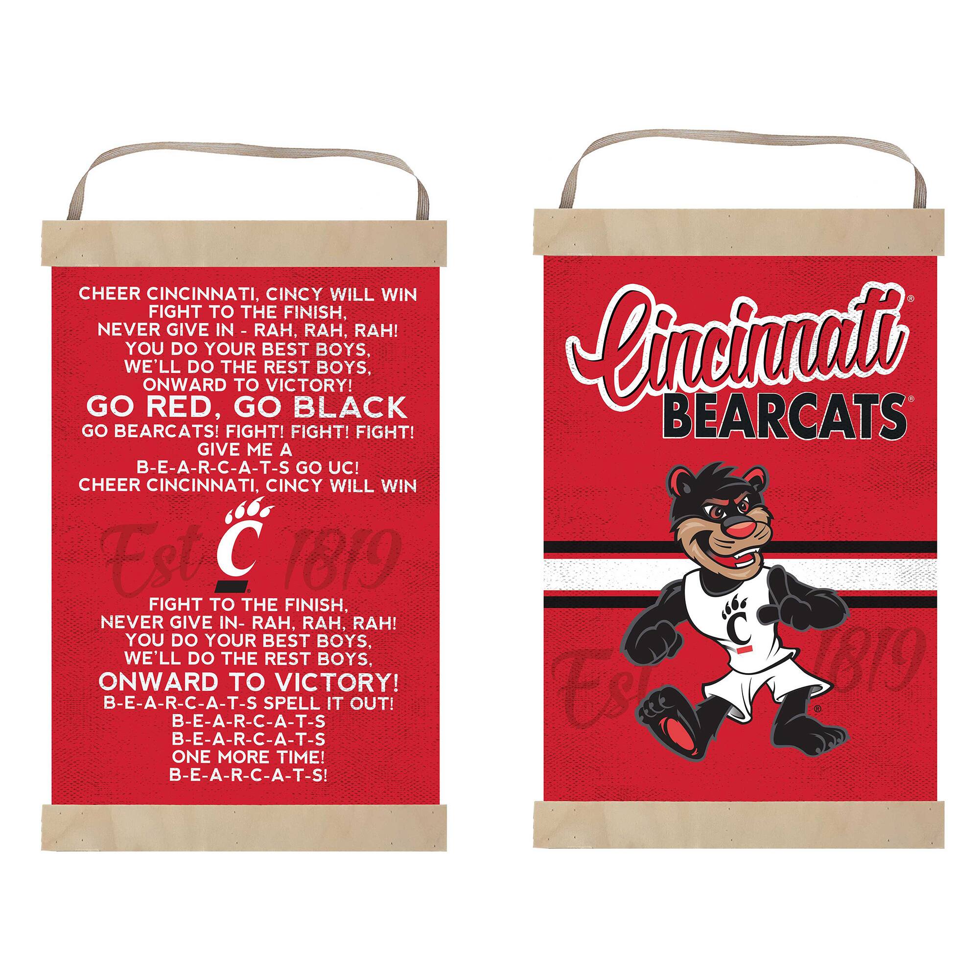 Jardine Cincinnati Bearcats 12'' x 20'' Fight Song Banner Sign Red ...