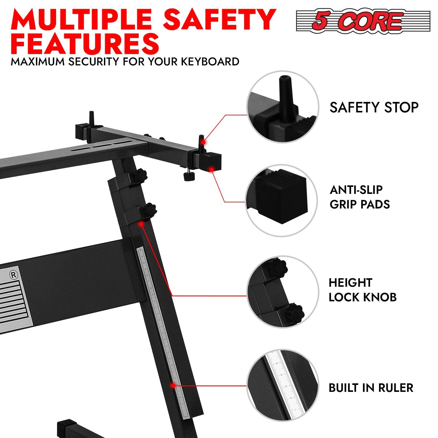 5 CORE Keyboard Stand Z Shape Adjustable Foldable Portable Key Board ...