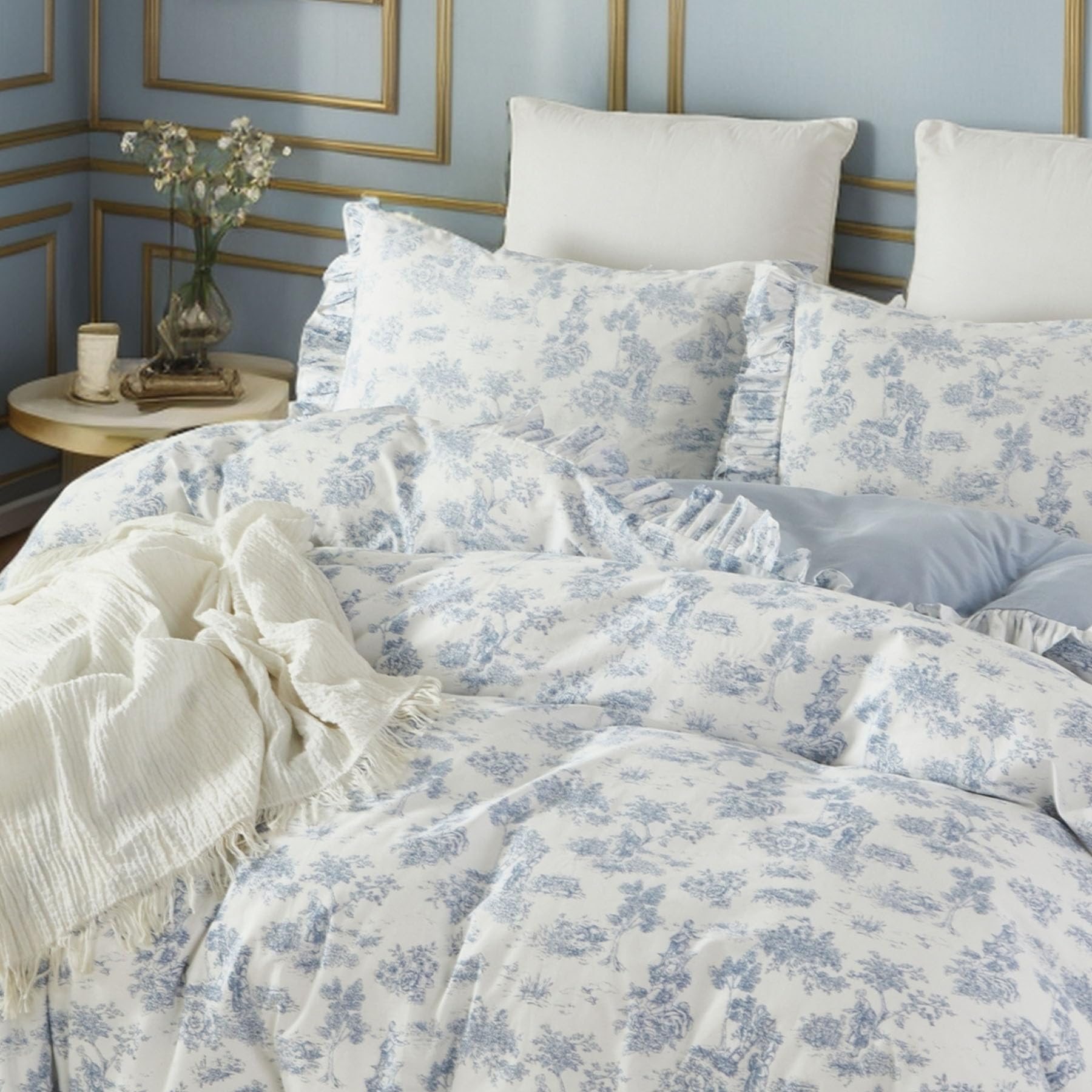 Comfort Essence Country Toile Duvet Cover Set For Bedroom Vintage ...