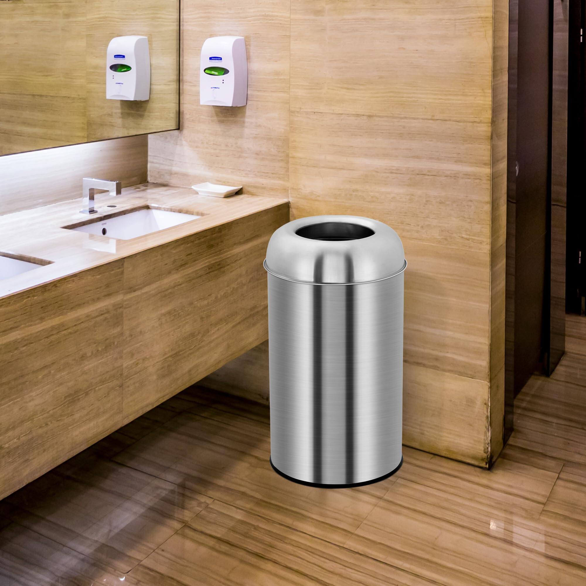 Acekool Open Top Trash Can, Outdoor Indoor Round Garbage Can with ...