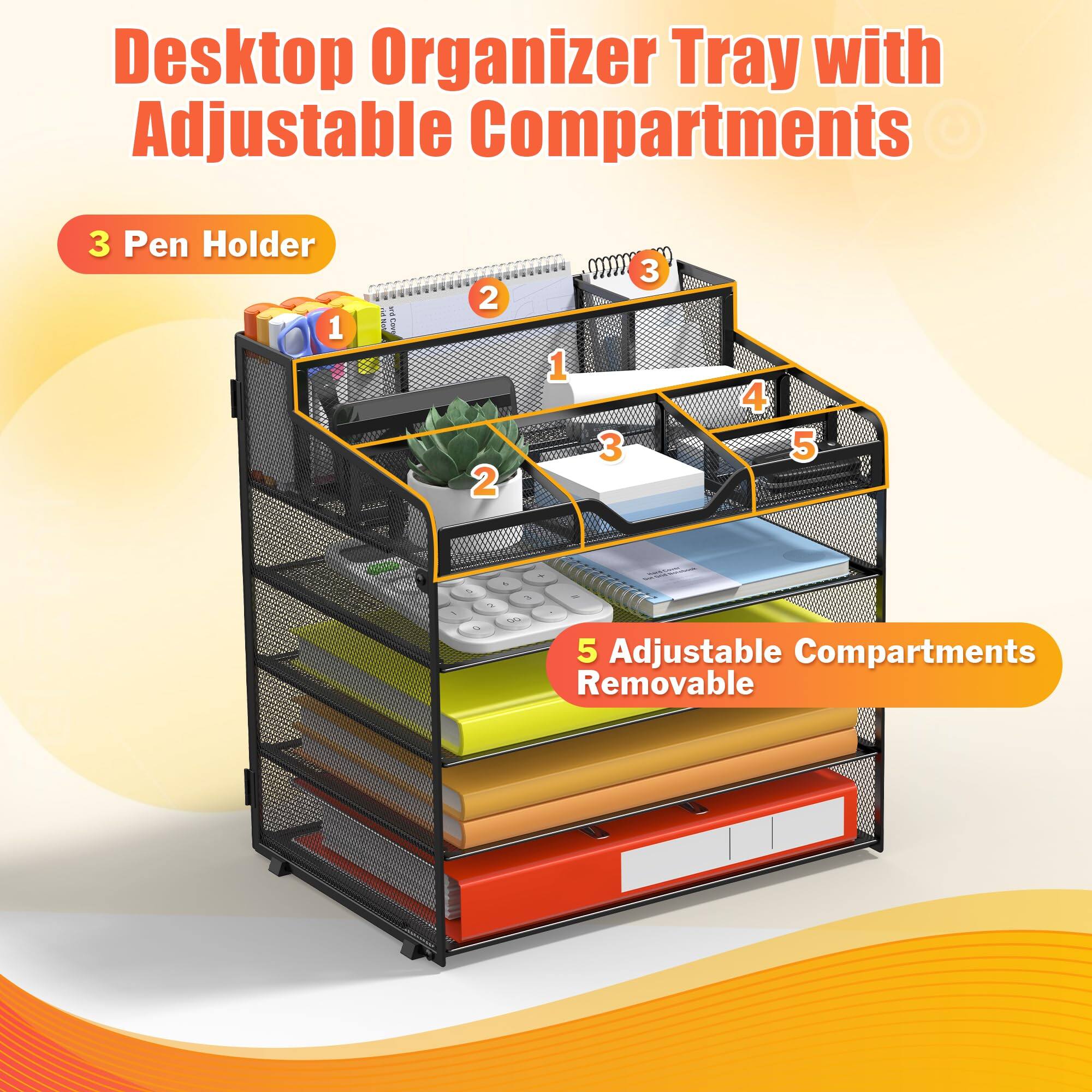 Paradigms Interiors 5 Tier Mesh Desk Organizer For Paper Office ...