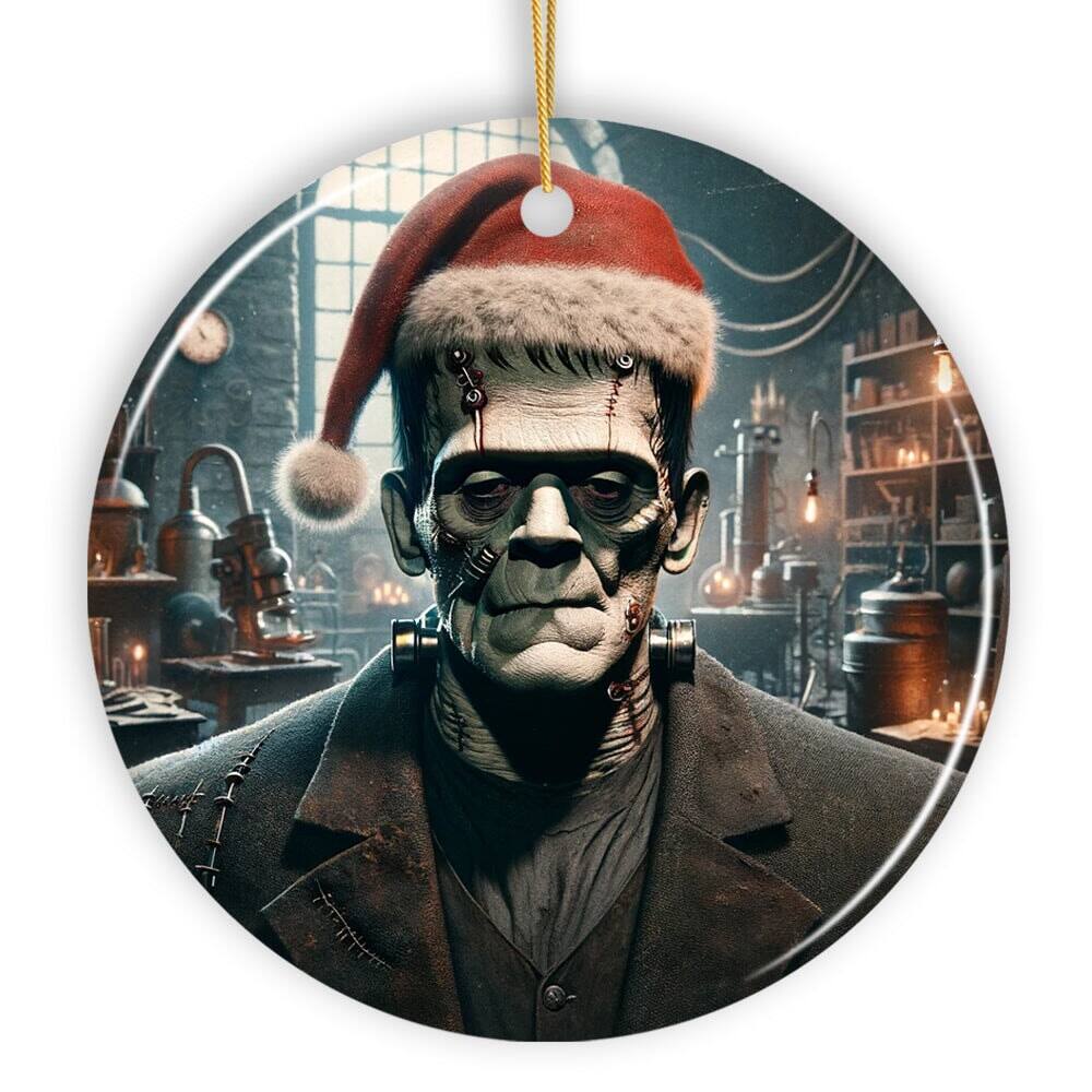 OrnamentallyYou Grotesque Frankenstein with Santa Hat Ornament Spooky ...