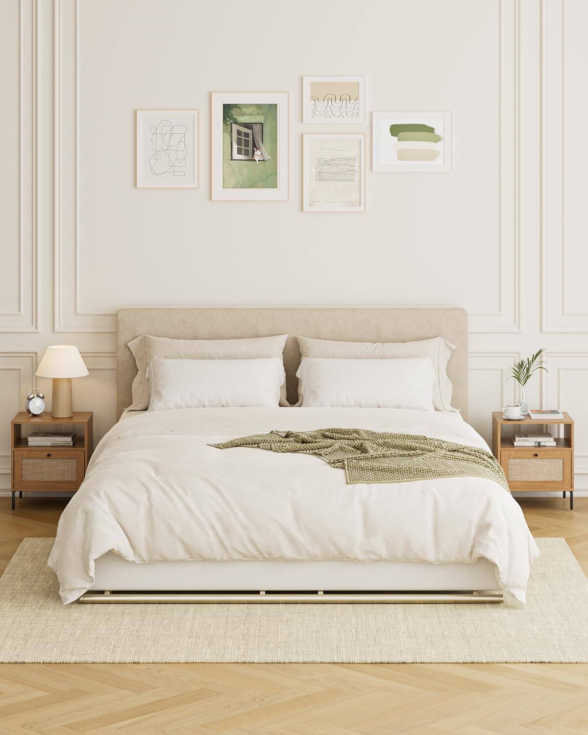 VEGA AUTOMOTIVE Nightstand Rattan Night Stand Modern Boho Farmhouse ...