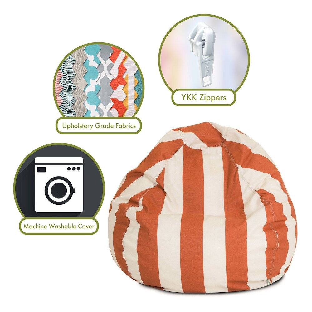 Majestic Home Large Bean Bag Vertical Stripe Burnt Orange 81001093304 ...