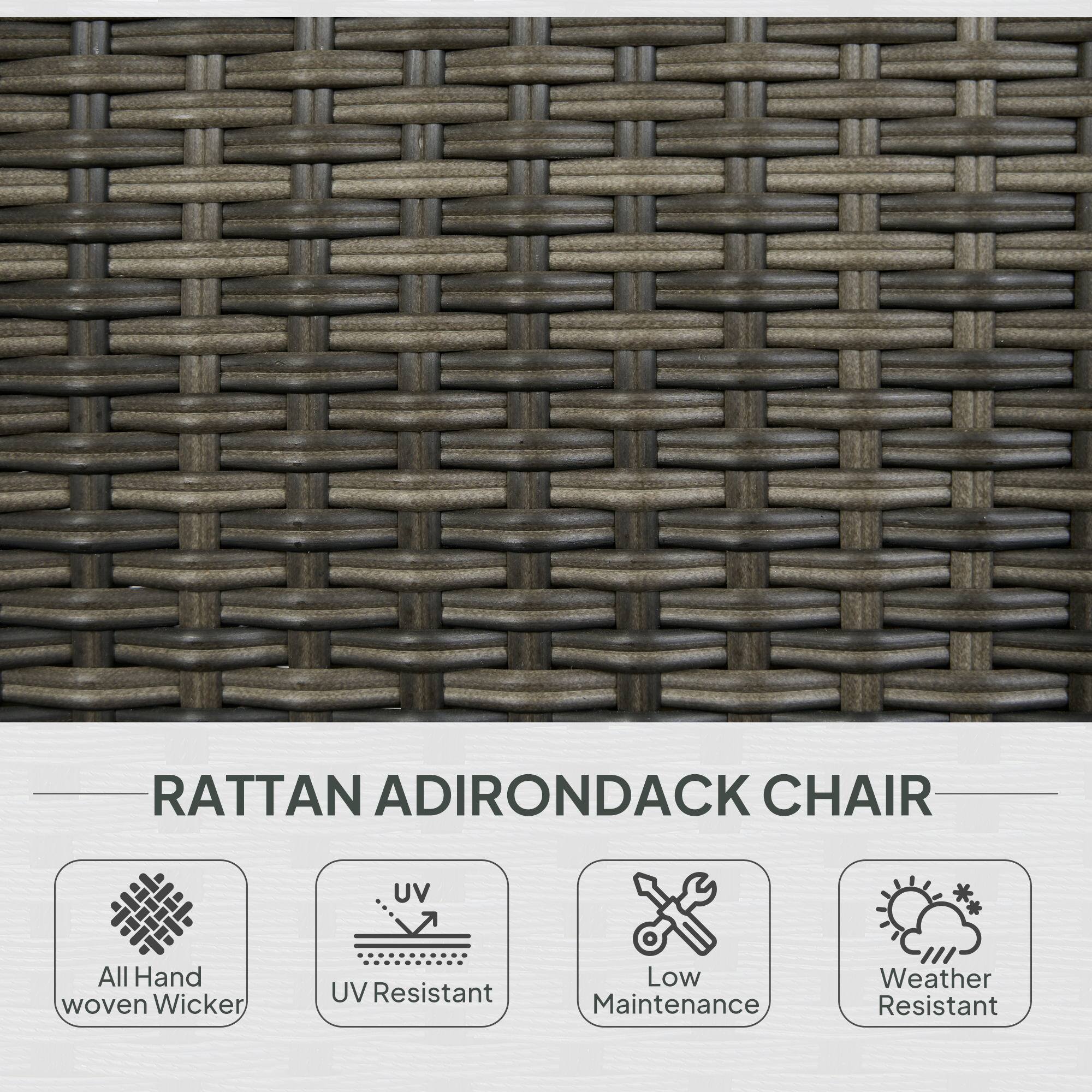 Outsunny Patio Wicker Adirondack Chair, Outdoor All Weather Rattan Fire ...