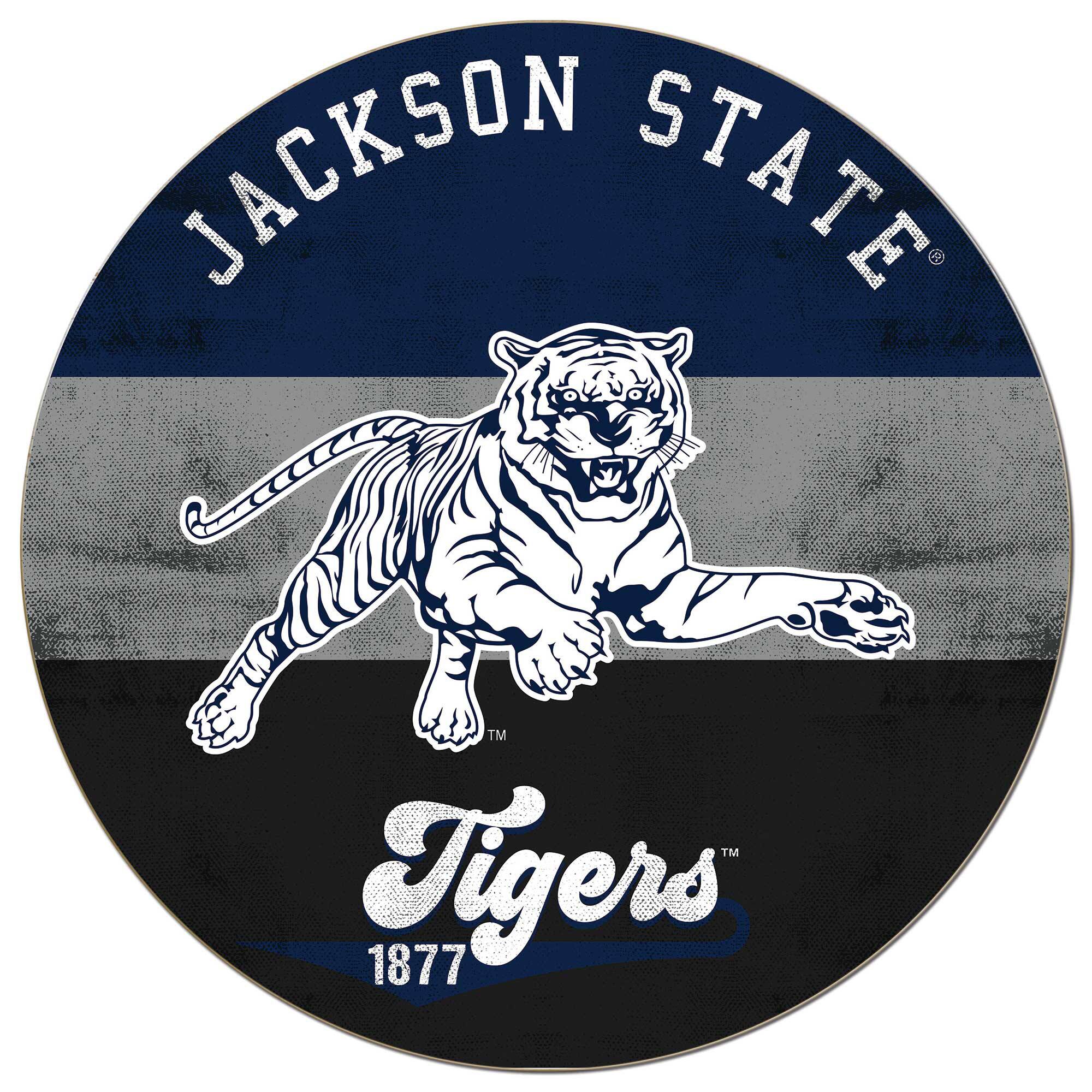 Jardine Jackson State Tigers 20'' x 20'' Retro Logo Circle Sign Navy ...
