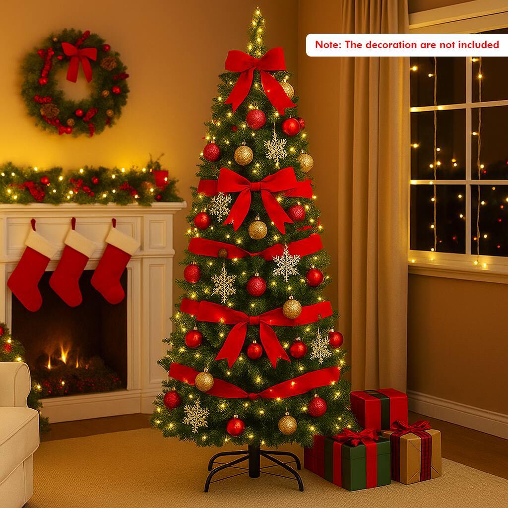 BreeBe Artificial Flocked Pencil Tree 4.5FT/7.5FT with Dense Mixed Tips ...