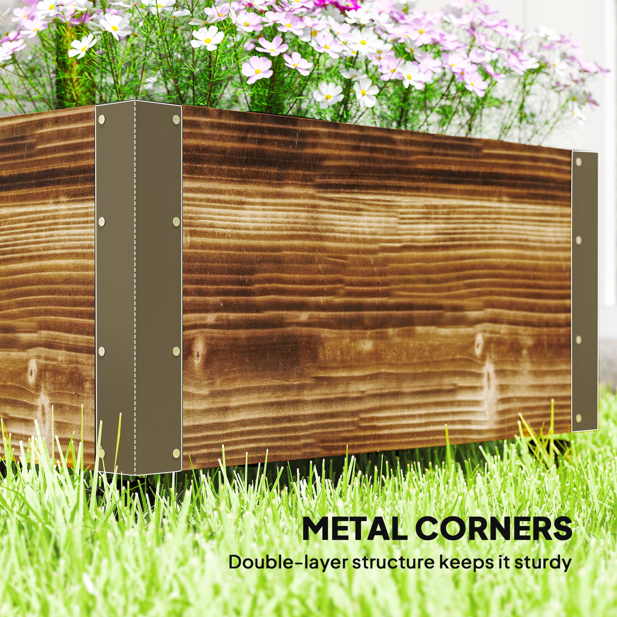 Outsunny Raised Garden Bed, Planter Box w/ Trellis and Metal Corners ...