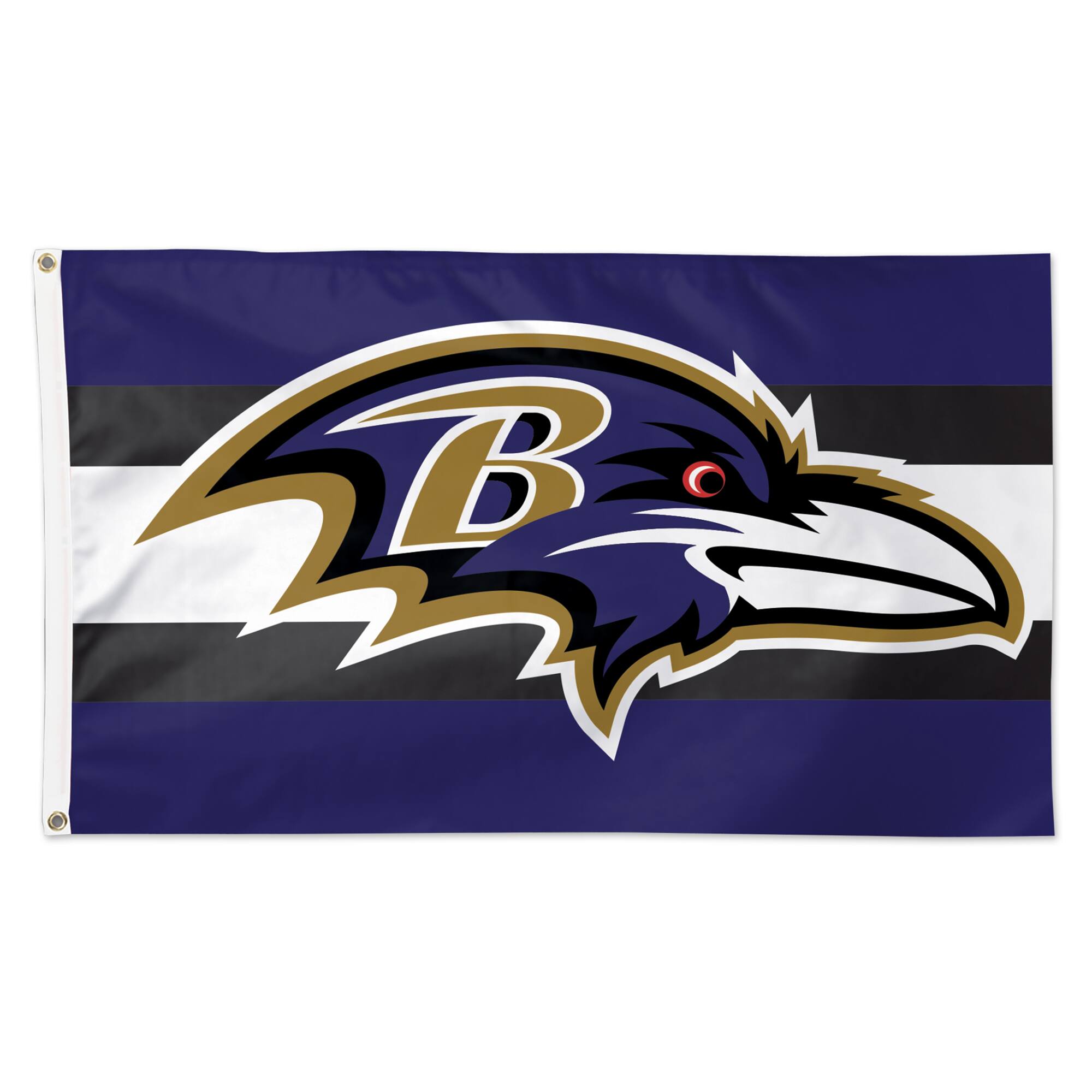 WinCraft Baltimore Ravens 3' x 5' Horizontal Stripe 1 Sided Deluxe Flag ...