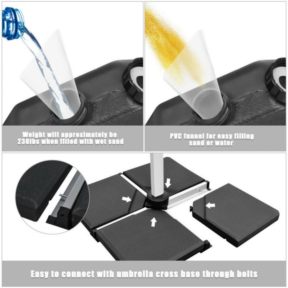 Mondawe 4 Pieces Square Fillable Patio Umbrella Base Set with Handle ...