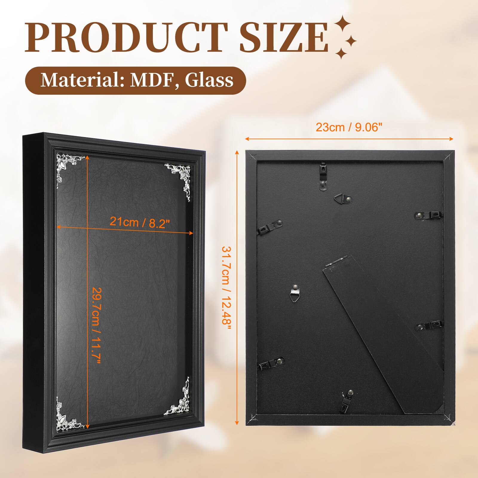 Unique Bargains Shadow Box Frame, 11.7x8.2 Inch Wooden Display Case ...