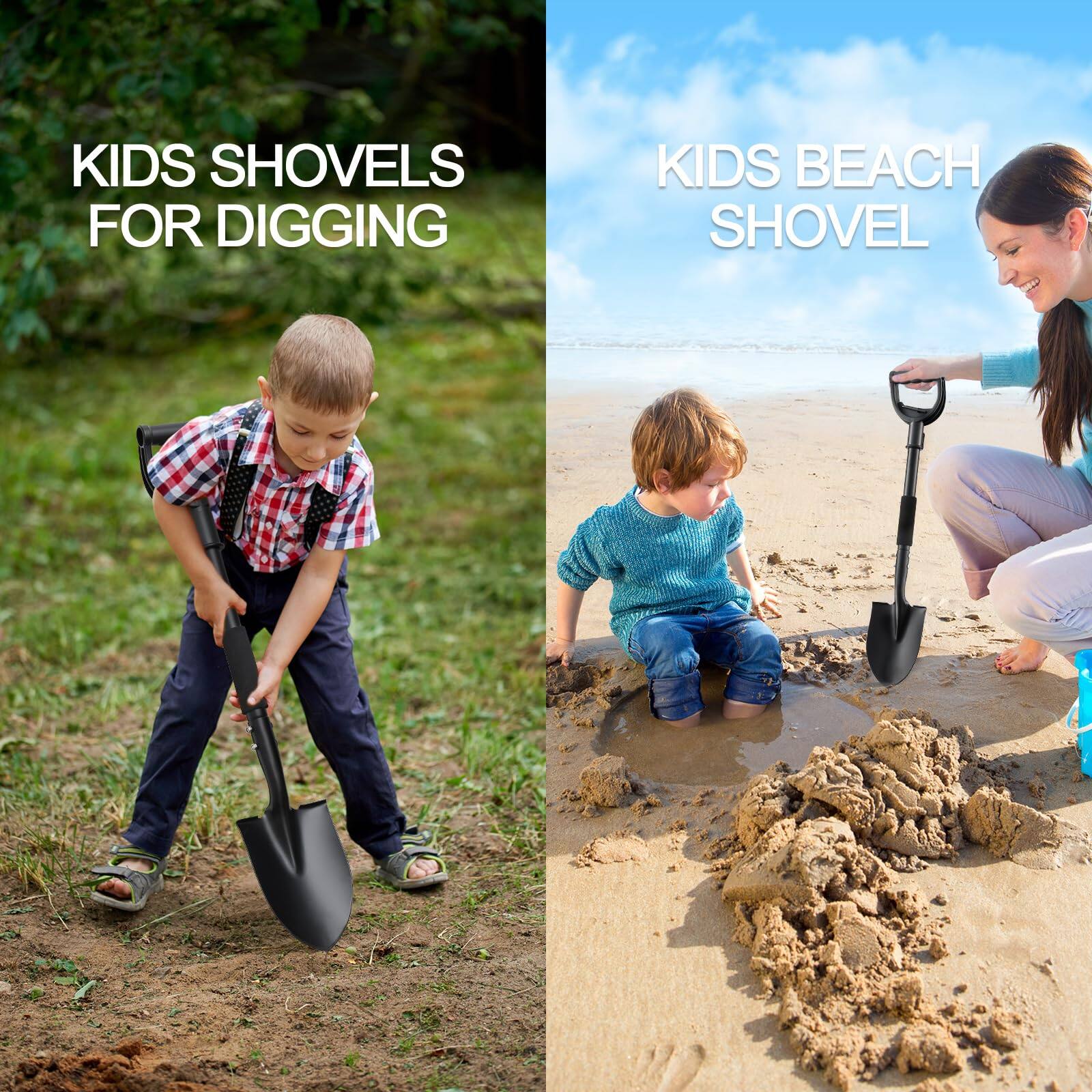 GlowWise 31" Heavy Duty Mini Shovel, Small Digging Shovel with Curved D ...