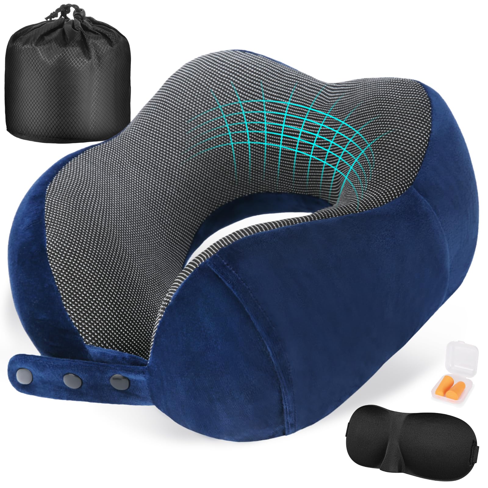 Fabibe Neck Pillow For Traveling Travel Pillows Airplanes Pure Memory ...