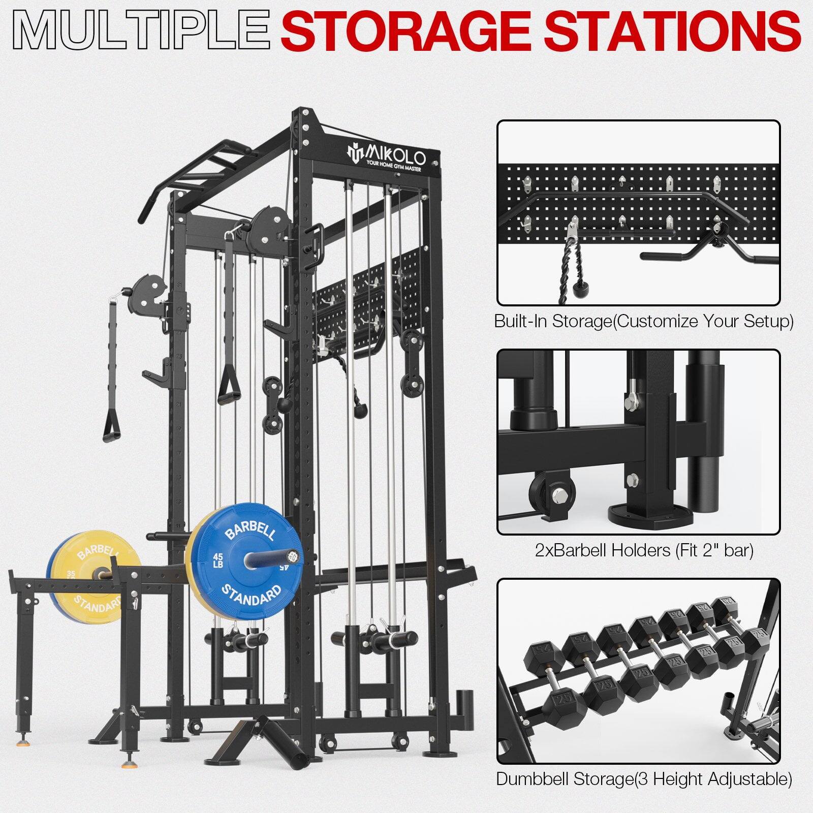 Mikolo Power Rack, 2000LB Capacity Power Cage with Cable Crossover ...