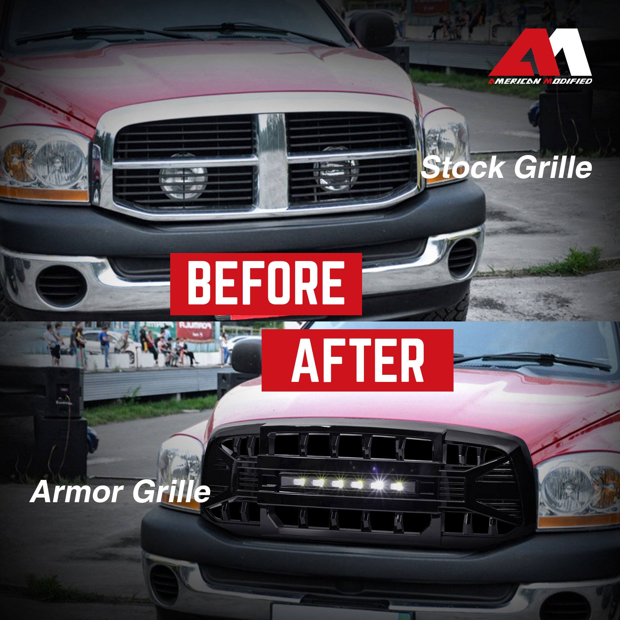 AMERICAN MODIFIED Armor Grille for 2006 to 2008 Dodge Ram 1500 Glossy ...