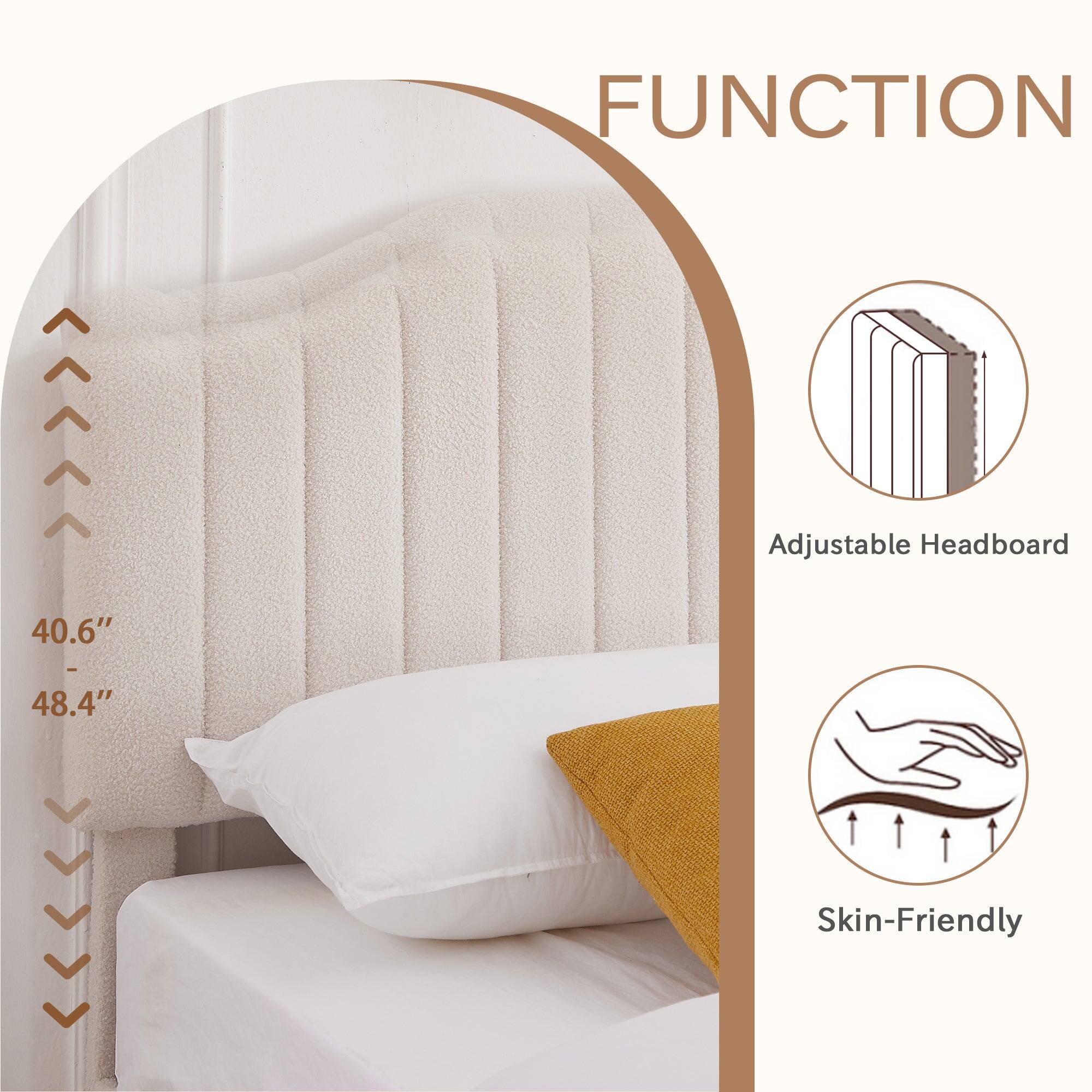 Vecelo Queen Size Upholstered Platform Bed Frame with Adjustable ...