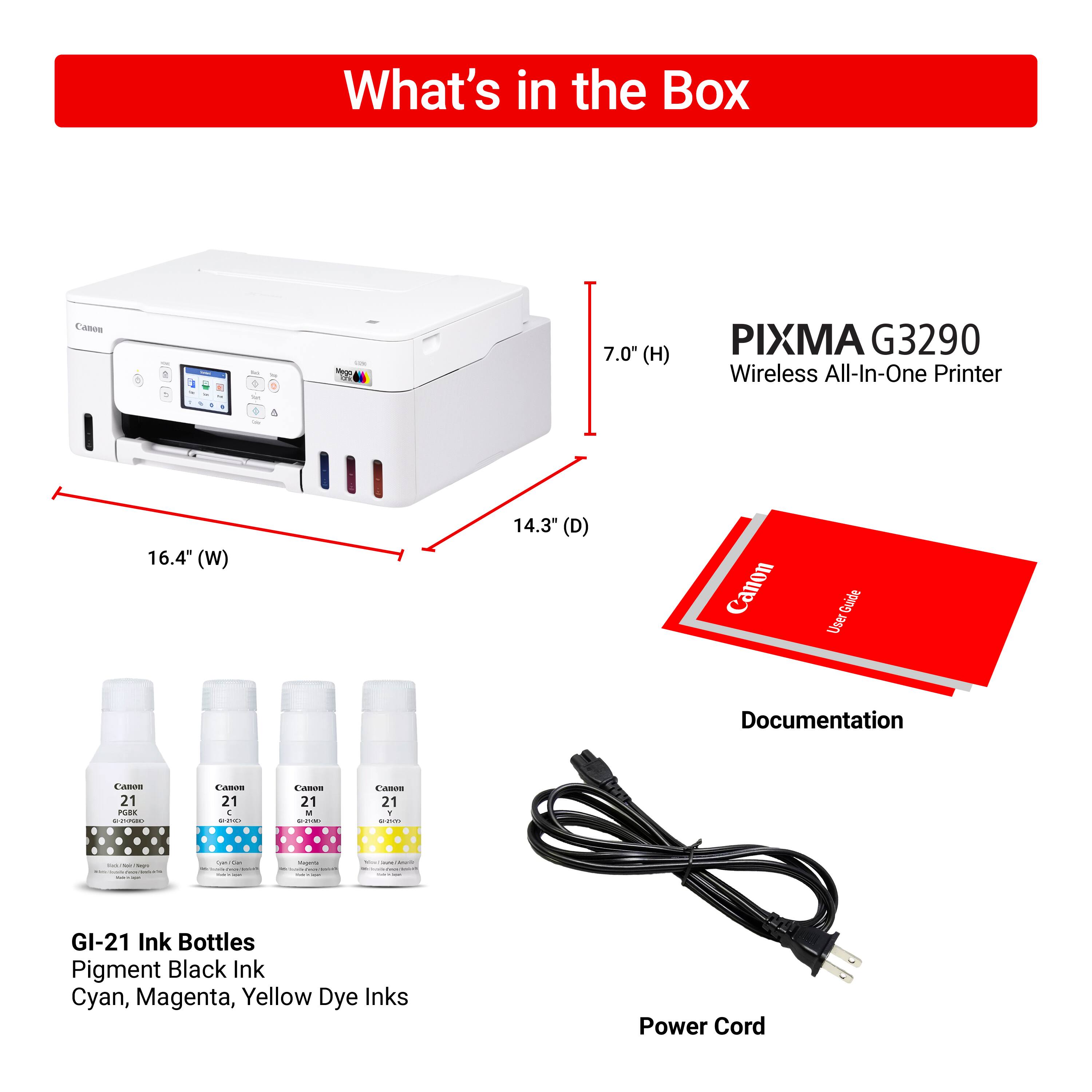 Canon PIXMA Megatank G3290 Wireless All In One Supertank Inkjet Printer ...