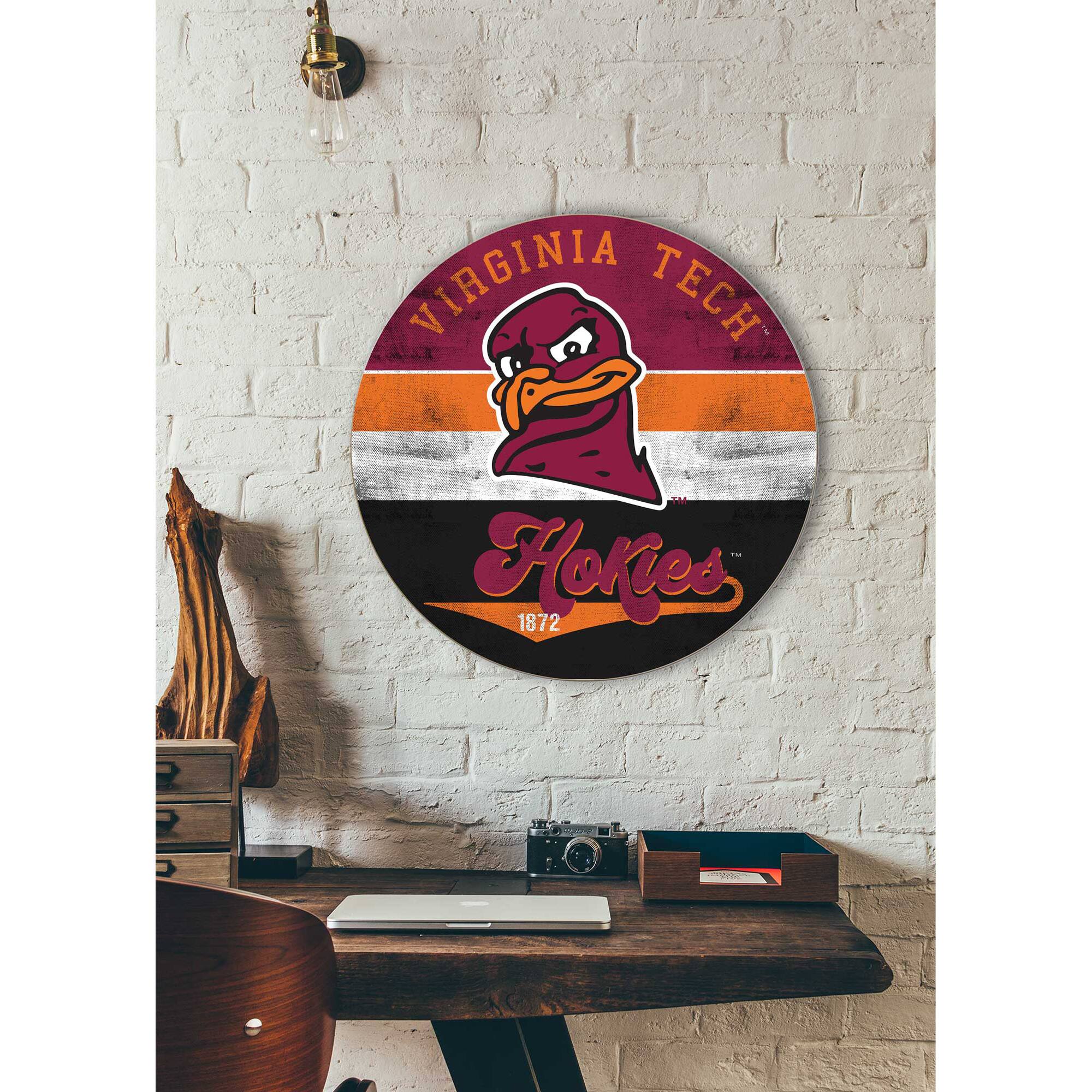 Jardine Virginia Tech Hokies 20'' x 20'' Retro Logo Circle Sign Maroon ...