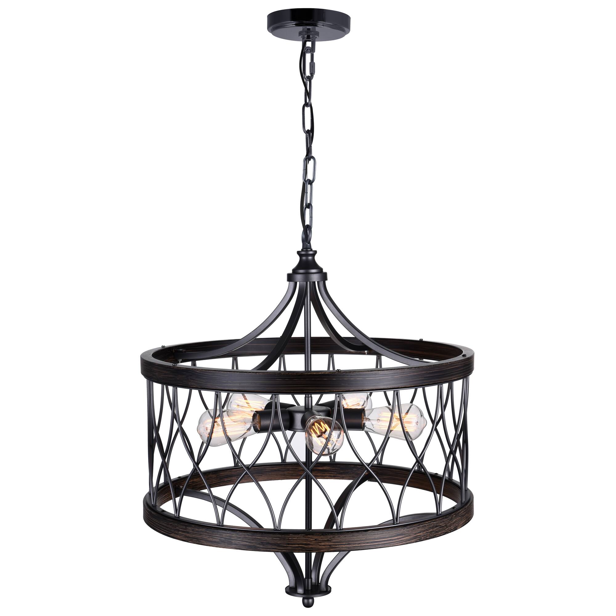CWI Lighting Amazon 5 Light Drum Shade Chandelier With Finish Gun Metal ...