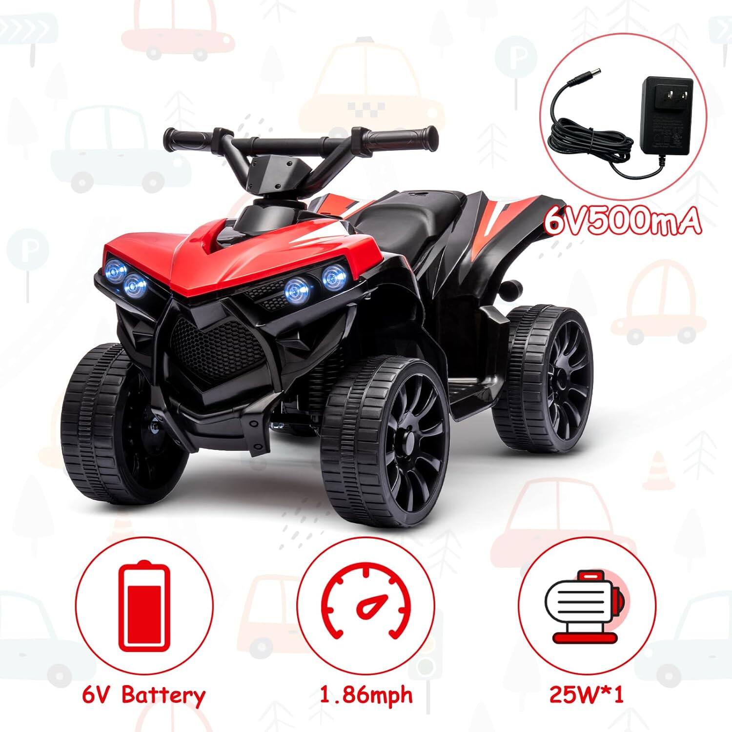 Jojoka 6V Kids Electric ATV, 1.8MPH Speed, 4 Wheeler Ride On Quad w ...