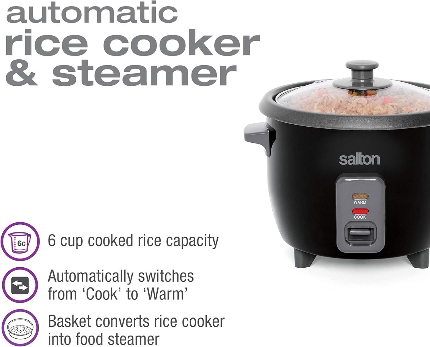 Salton Automatic Rice Cooker 6 Cup Black RC1653 - Best Buy
