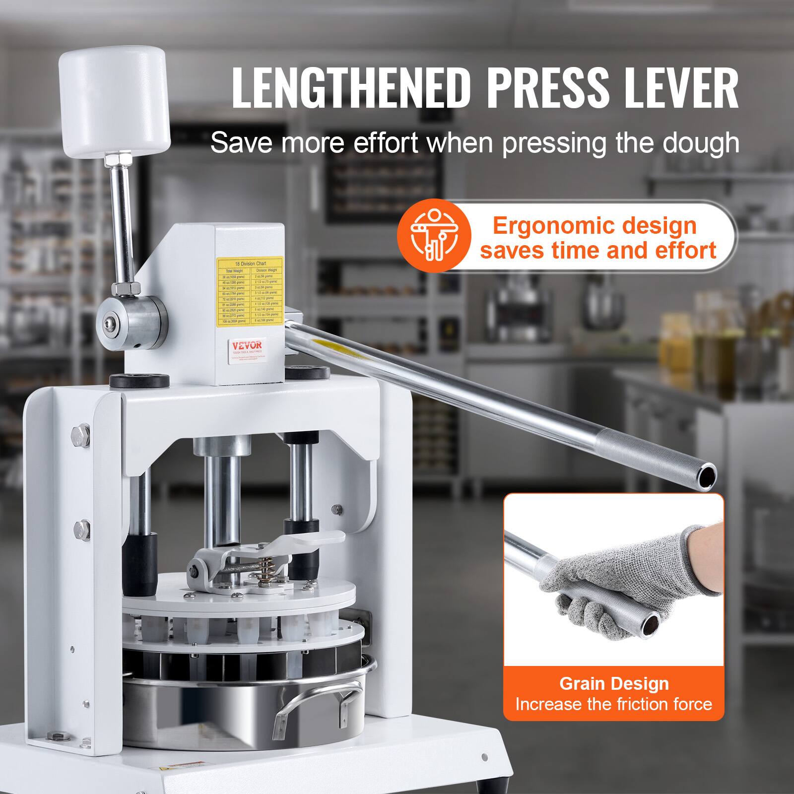 VEVOR Dough Divider Rounder, 18PCS Manual Dough Equal Divider Machine ...