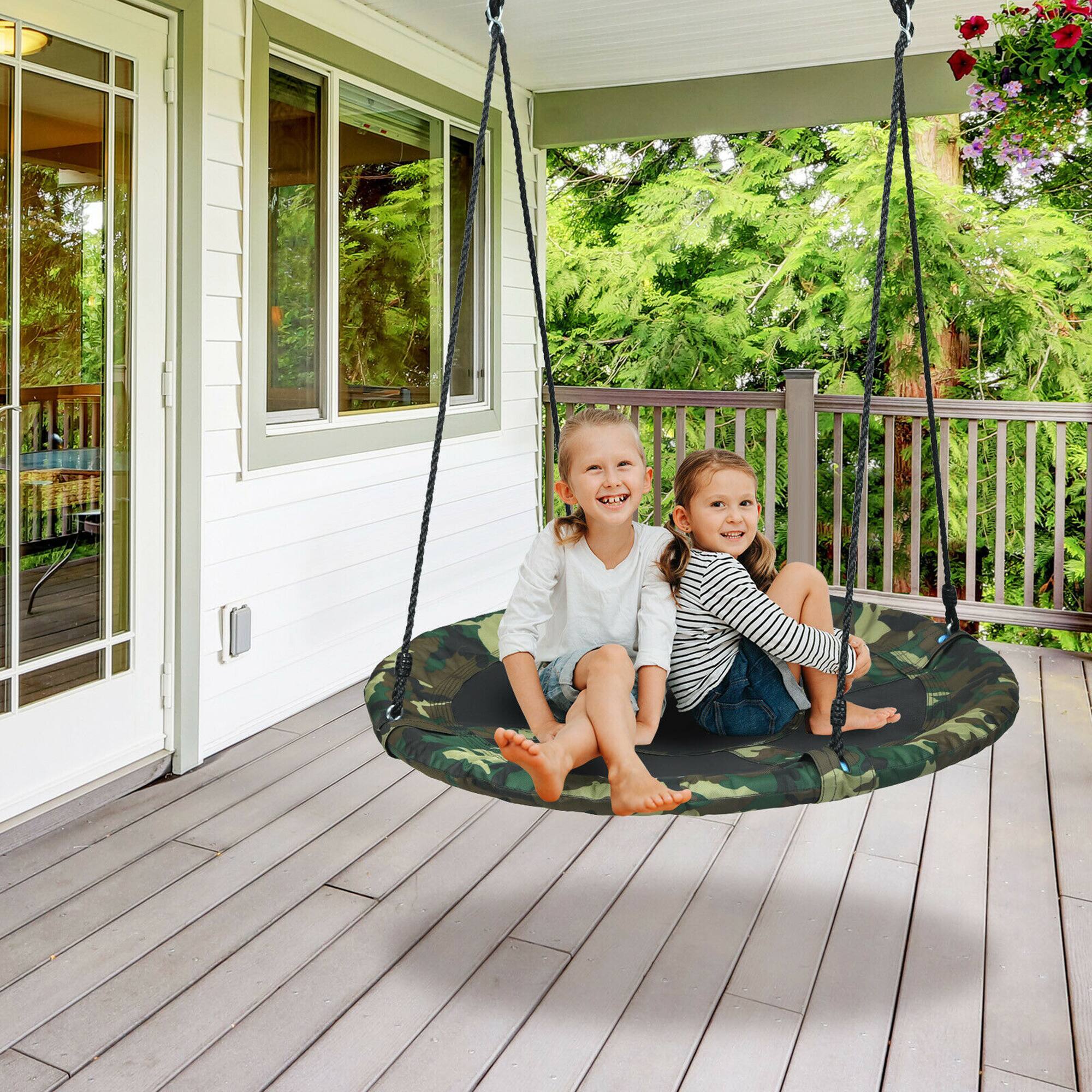 Costway 40" Flying Saucer Tree Swing Outdoor Play Set w/ Adjustable ...